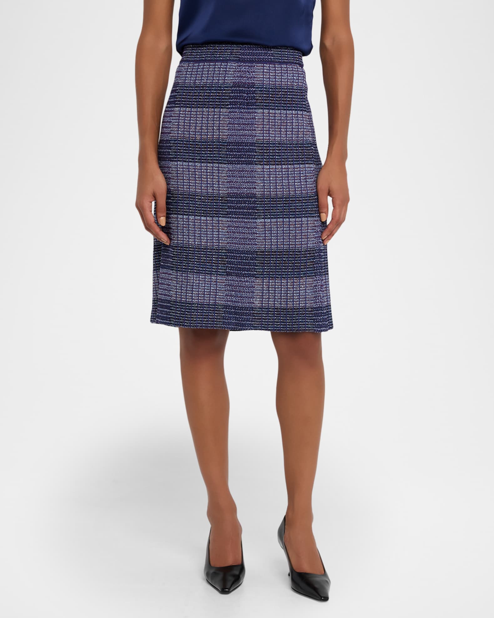 Misook Plaid Knit Straight Skirt | Neiman Marcus