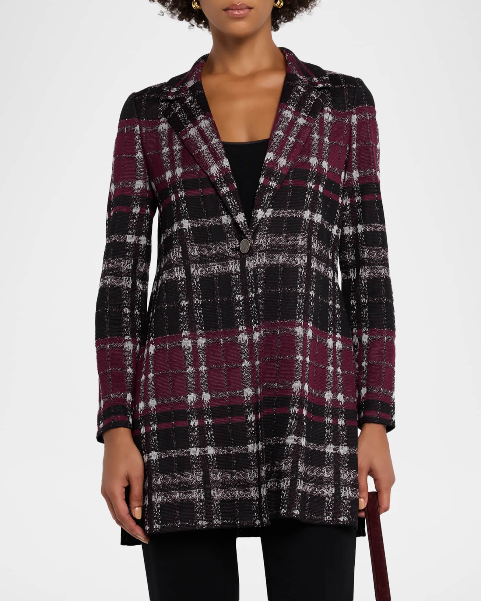 Misook Heritage Fit Plaid-Knit Jacket | Neiman Marcus