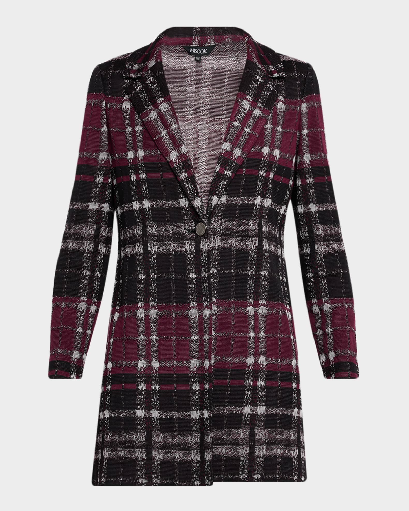 Misook Heritage Fit Plaid-Knit Jacket | Neiman Marcus