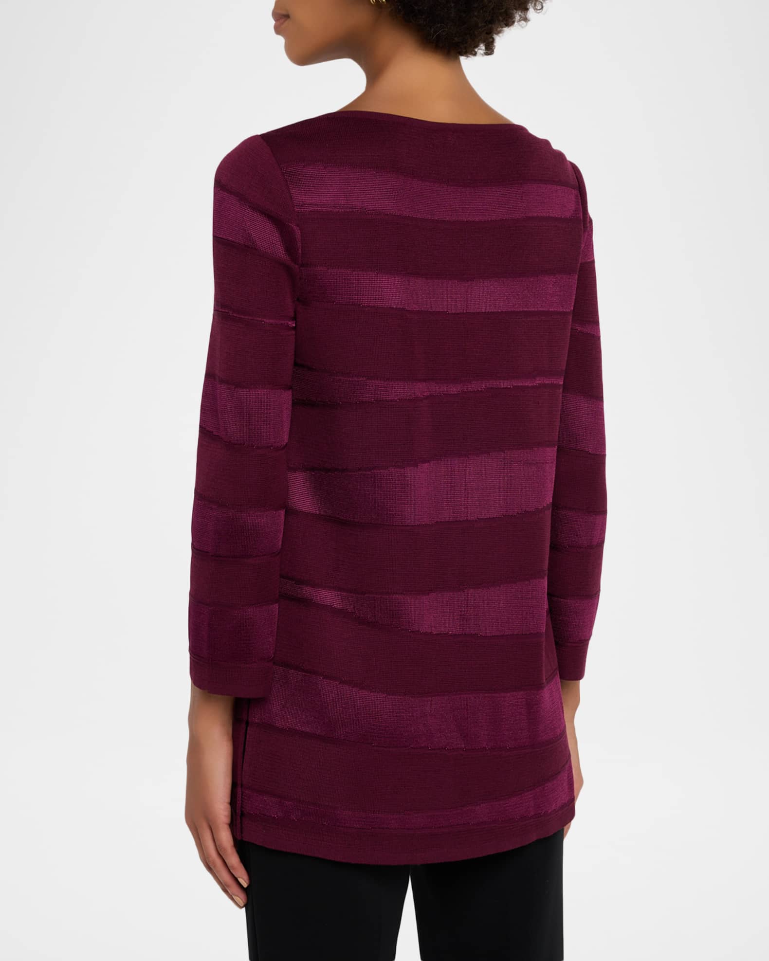 Misook Horizontal Striped Tonal Knit Tunic | Neiman Marcus