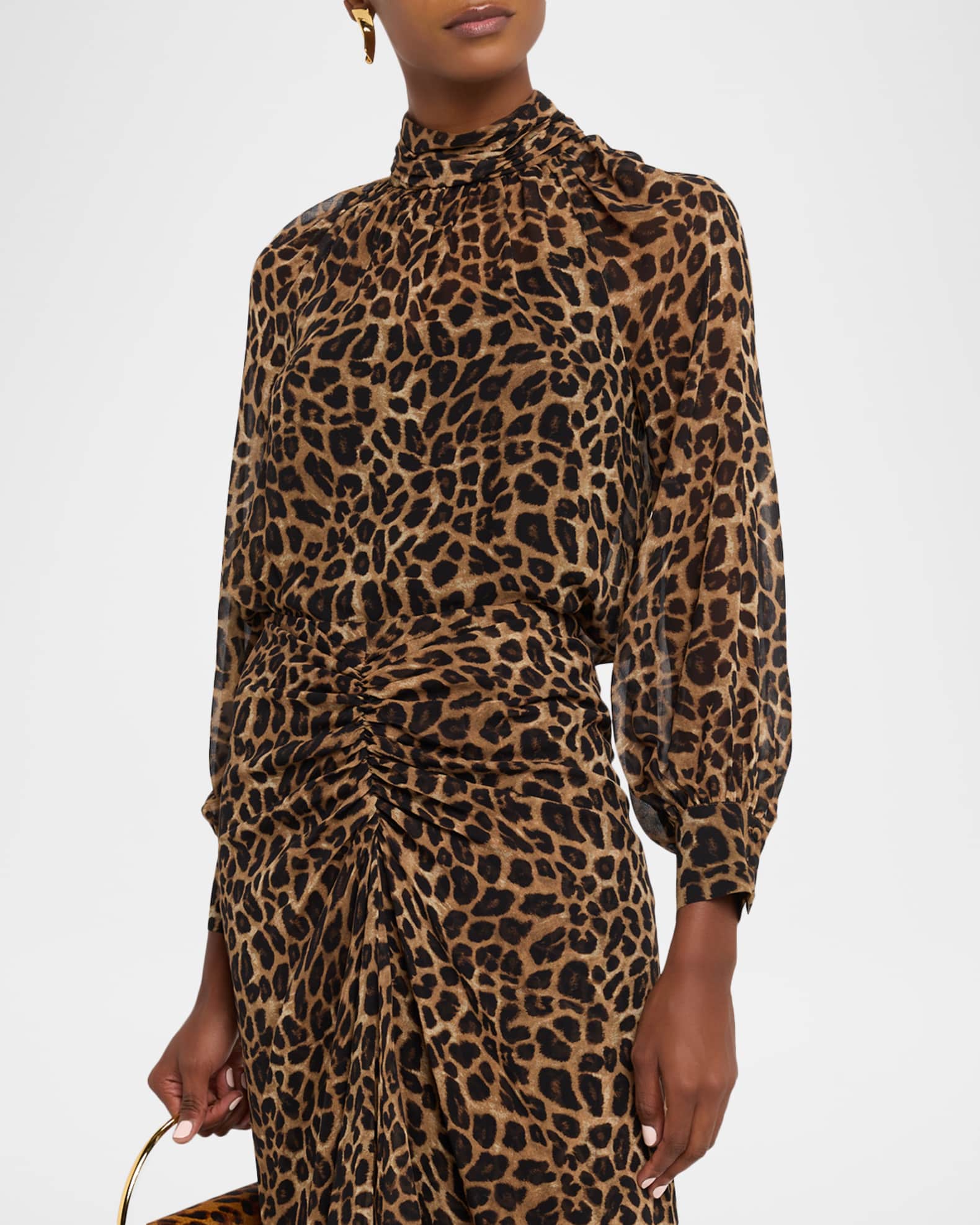 Veronica Beard Alyssa Leopard Silk Chiffon Blouse | Neiman Marcus