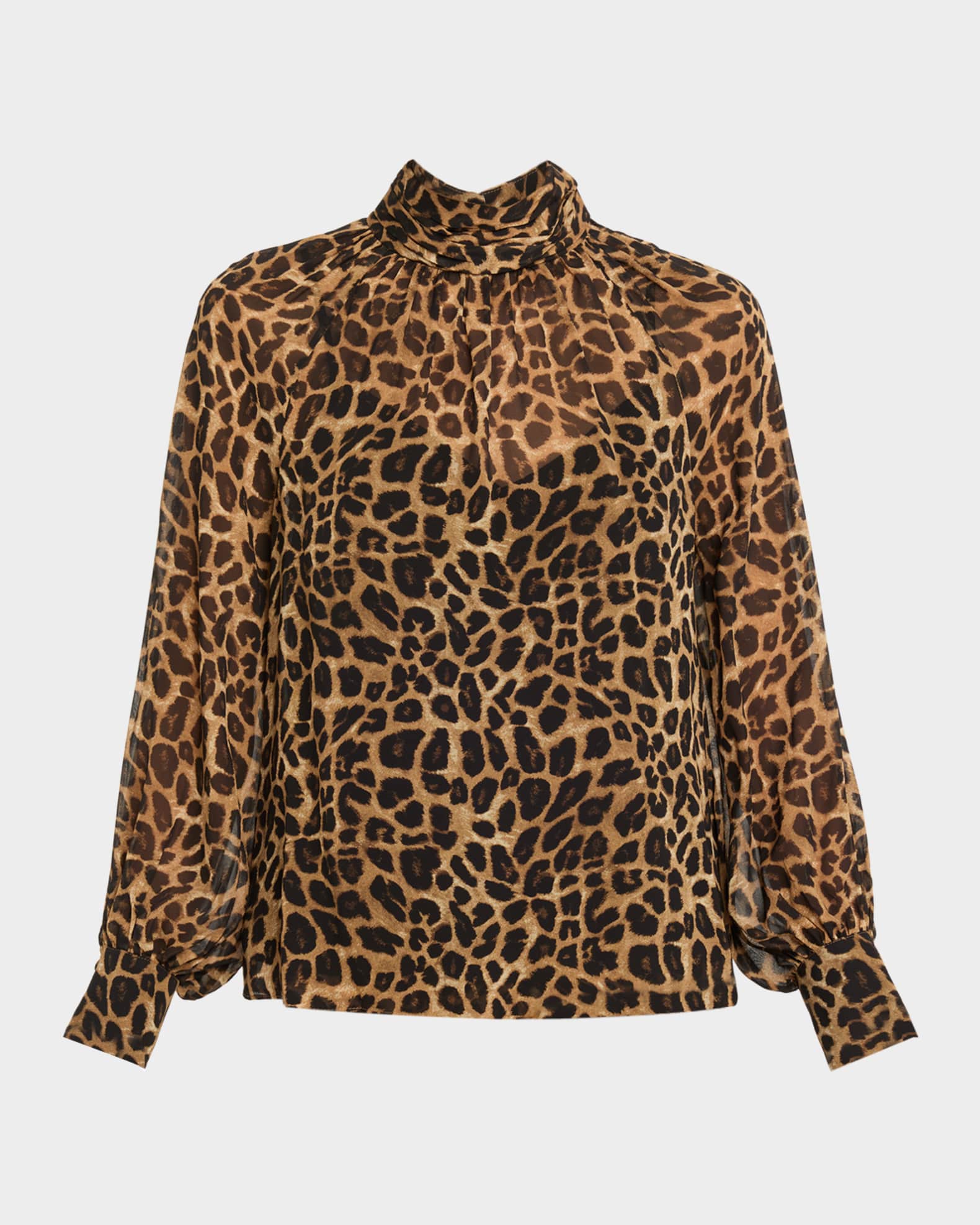 Veronica Beard Alyssa Leopard Silk Chiffon Blouse | Neiman Marcus
