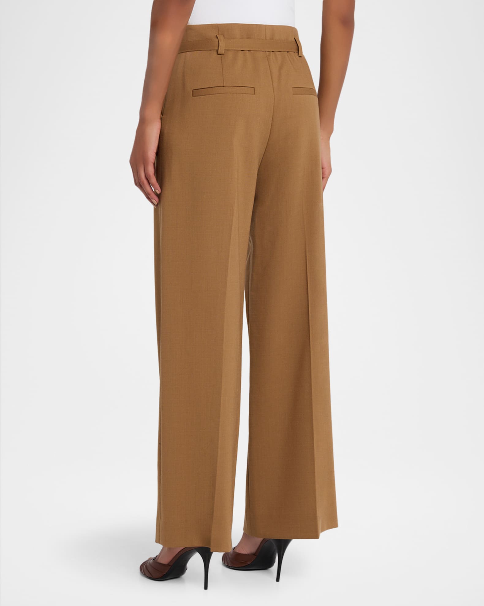 Veronica Beard McGrath Wide-Leg Pants with Chain Belt | Neiman Marcus