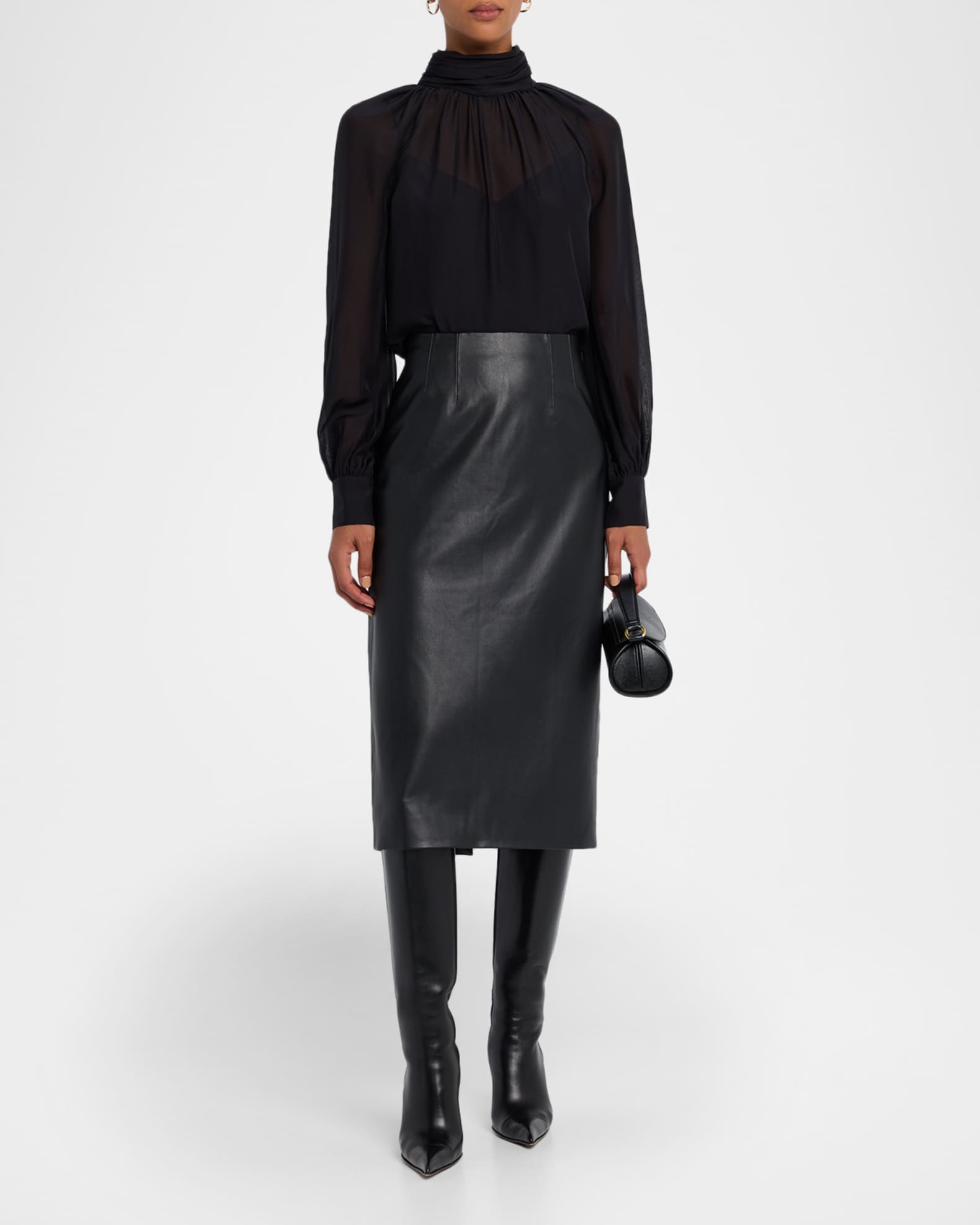 Veronica Beard Holmes Vegan Leather Pencil Skirt | Neiman Marcus