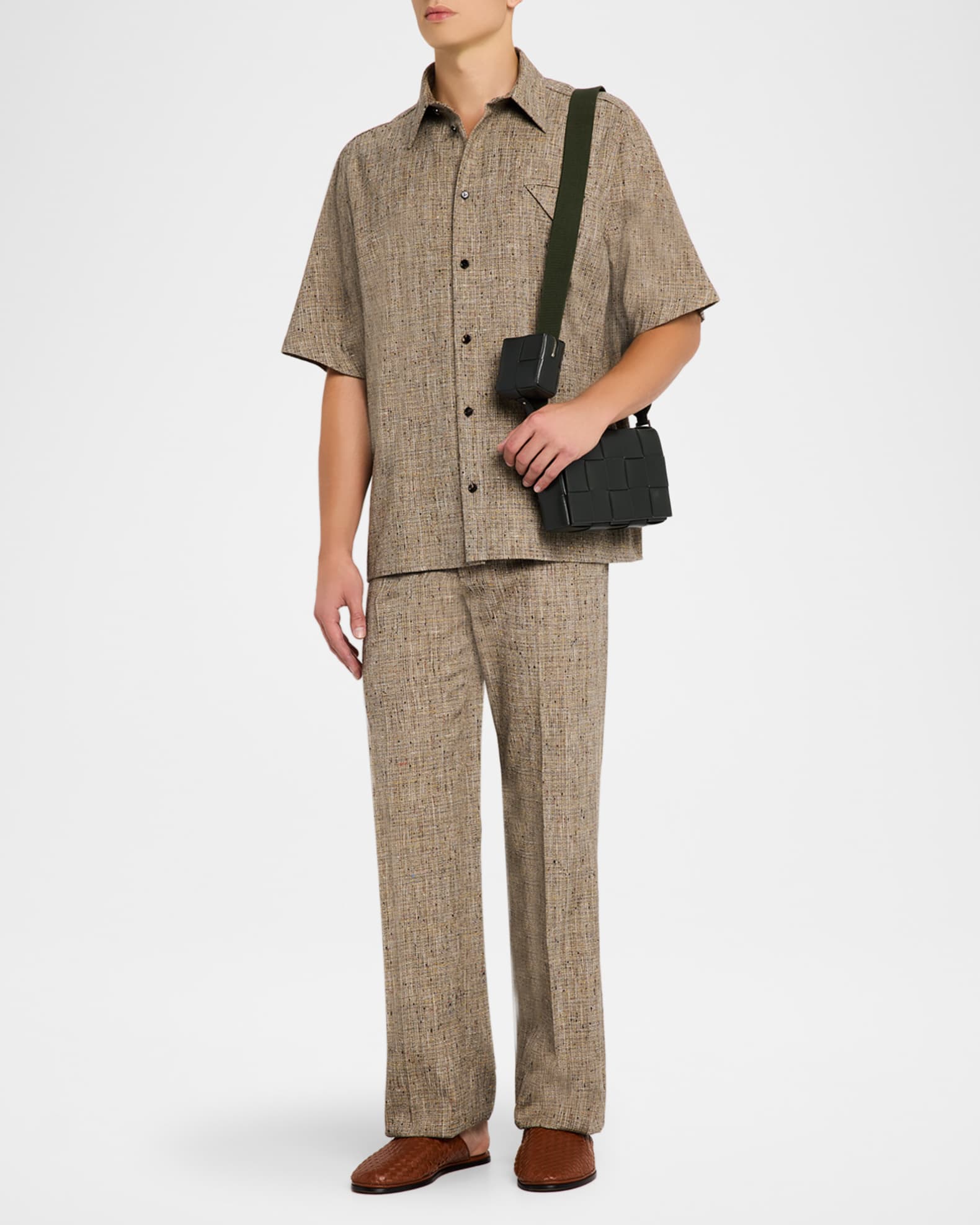 Bottega Veneta Men's Straight-Leg Textured Trousers | Neiman Marcus