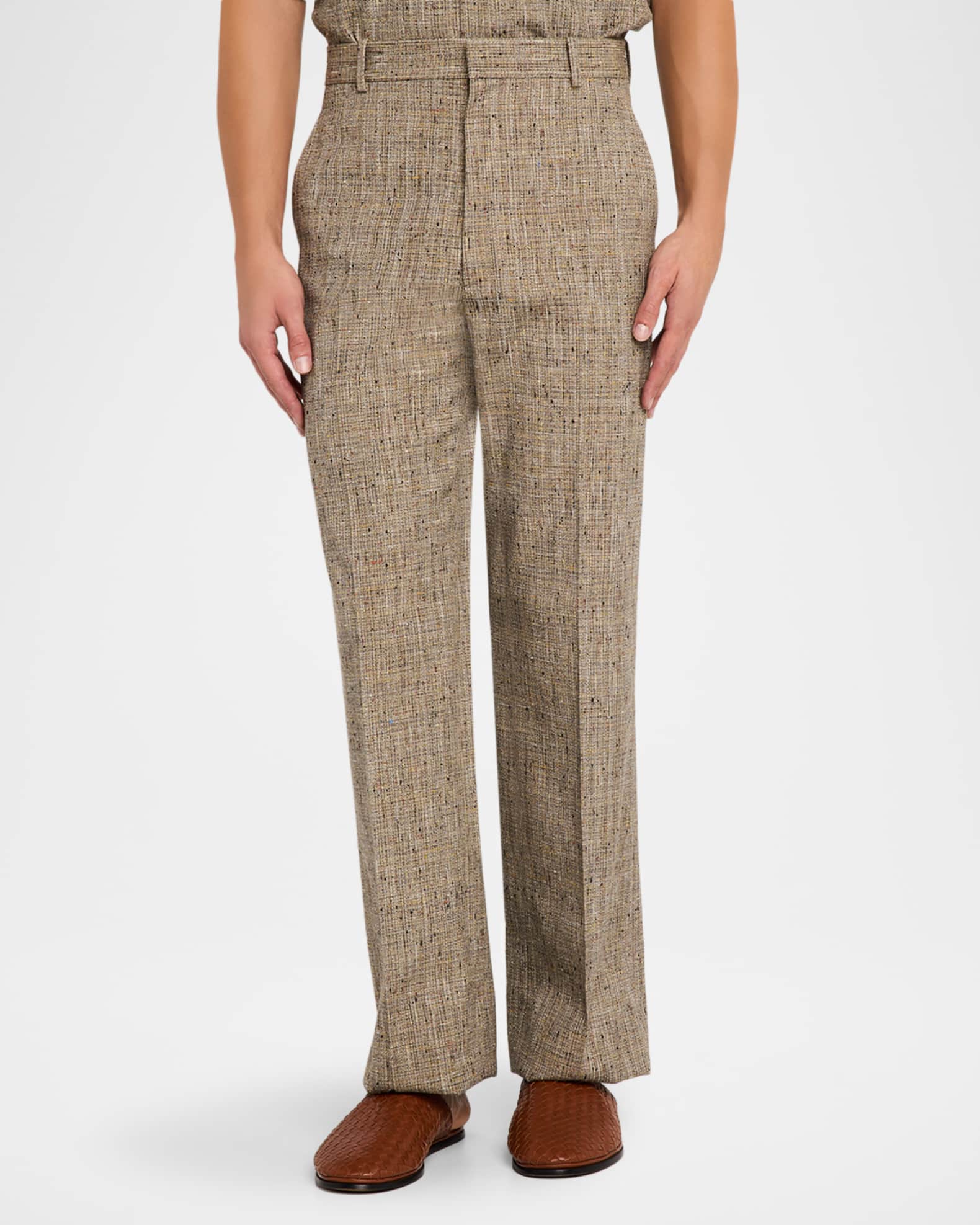 Bottega Veneta Men's Straight-Leg Textured Trousers | Neiman Marcus