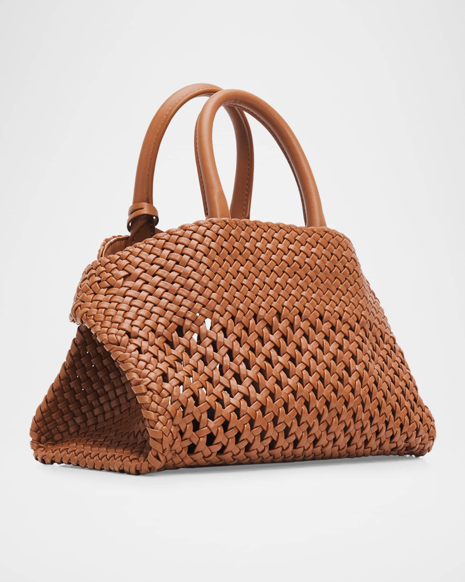 Ferragamo Hug Woven Leather Top-Handle Bag | Neiman Marcus
