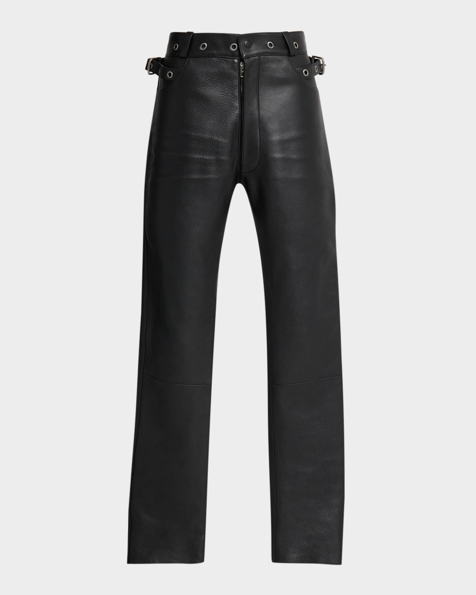TOM FORD Men's Slim Fit Grained Leather Biker Pants | Neiman Marcus