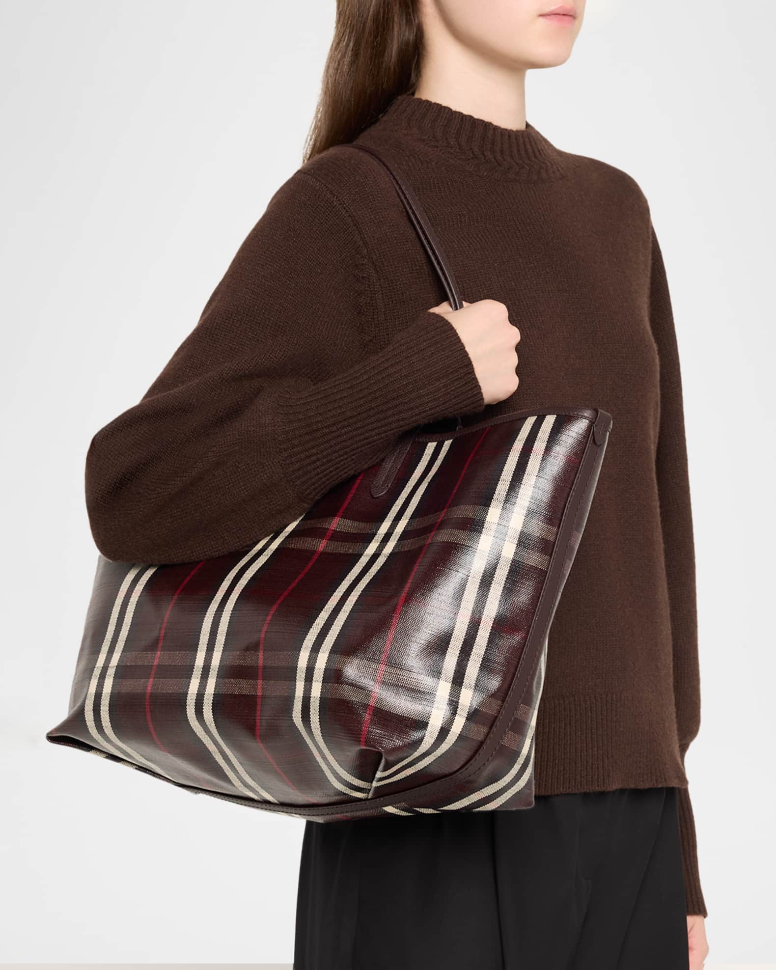 Burberry Highlands Medium Coated Check Tote Bag | Neiman Marcus