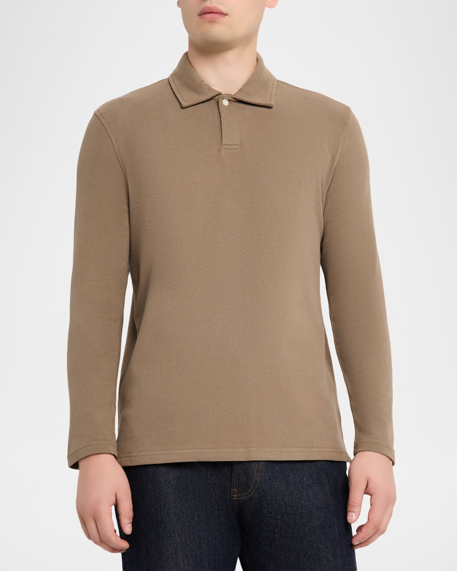 PAIGE Men's Hammond Sueded Jersey Long-Sleeve Polo Shirt | Neiman Marcus