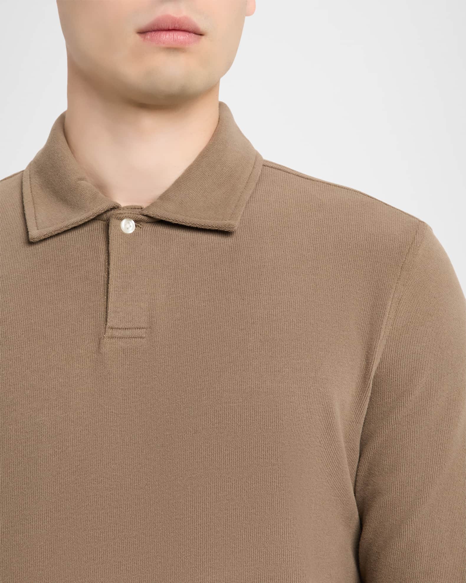 PAIGE Men's Hammond Sueded Jersey Long-Sleeve Polo Shirt | Neiman Marcus