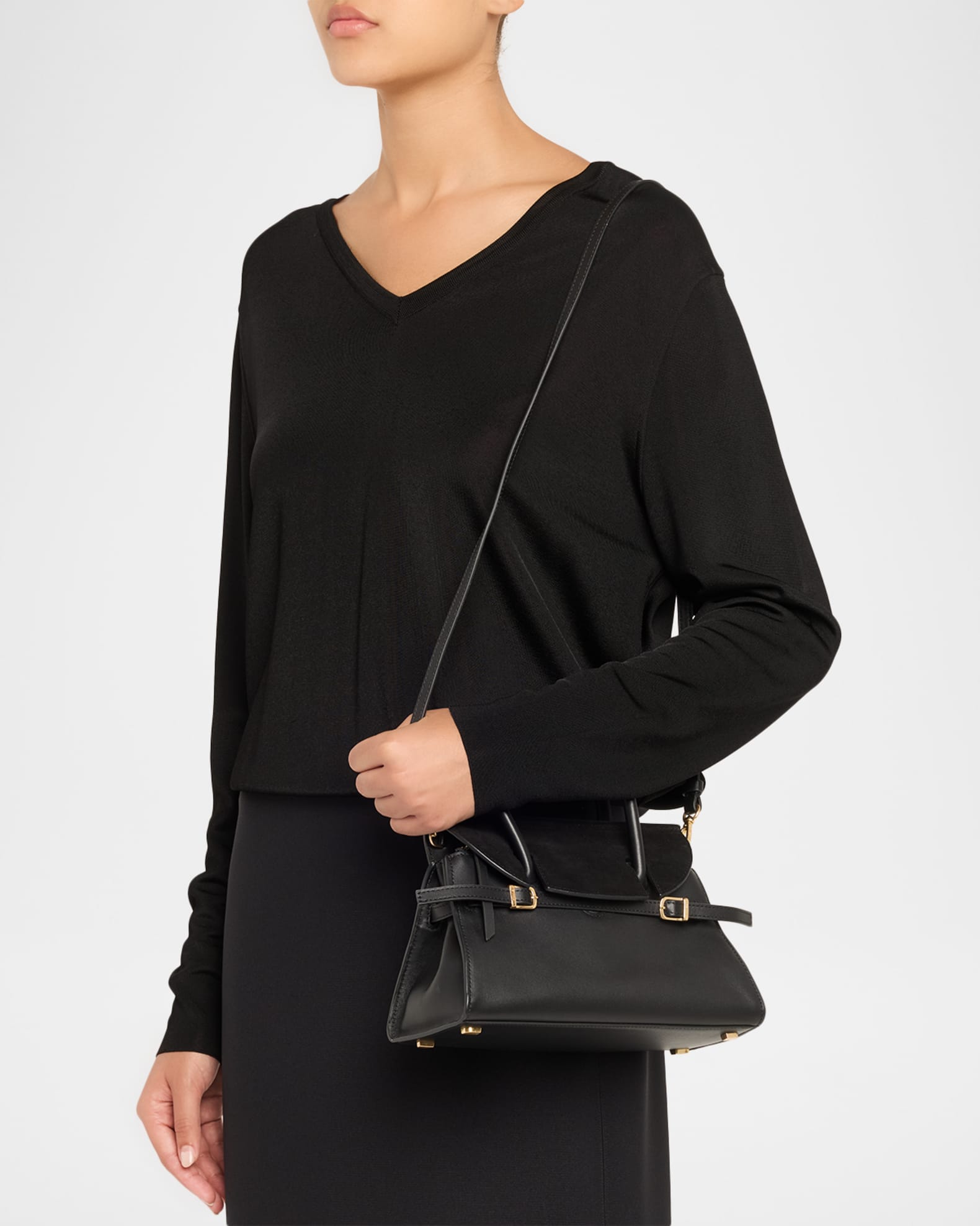 SIMKHAI River Small Suede Flap Top-Handle Bag | Neiman Marcus