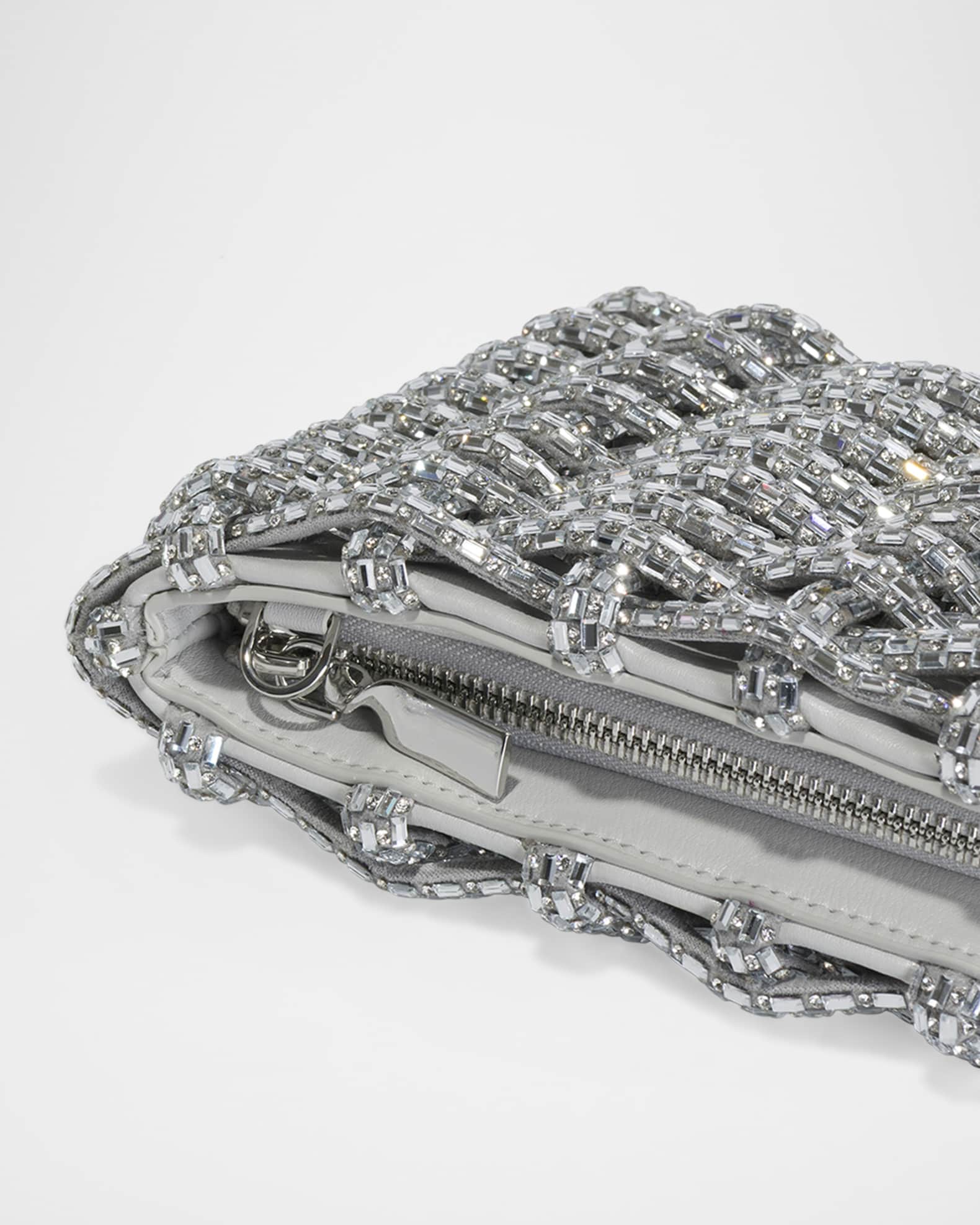 SIMKHAI Morgan Woven Rhinestone Clutch Bag | Neiman Marcus