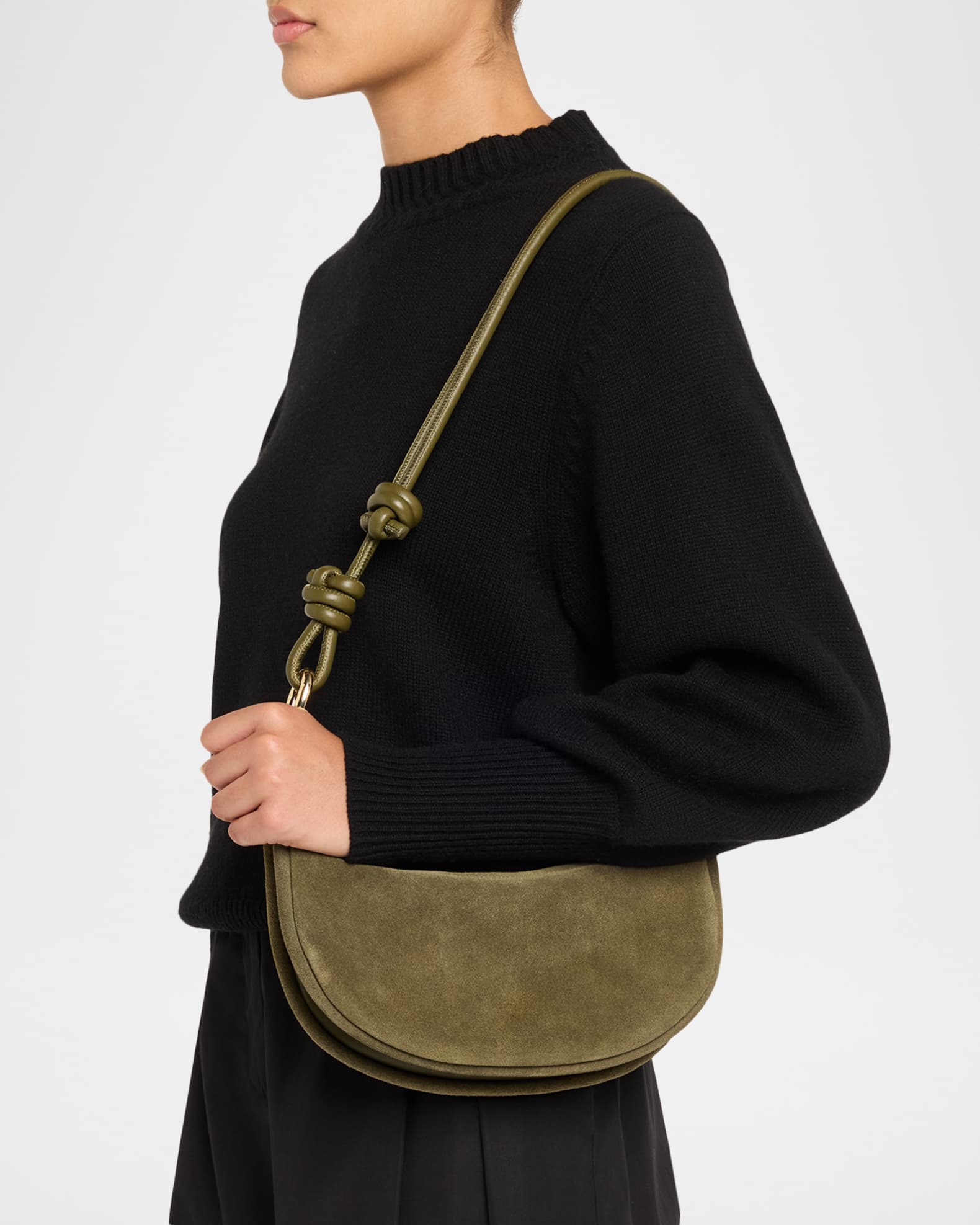 SIMKHAI Avery Crescent Suede Crossbody Bag | Neiman Marcus