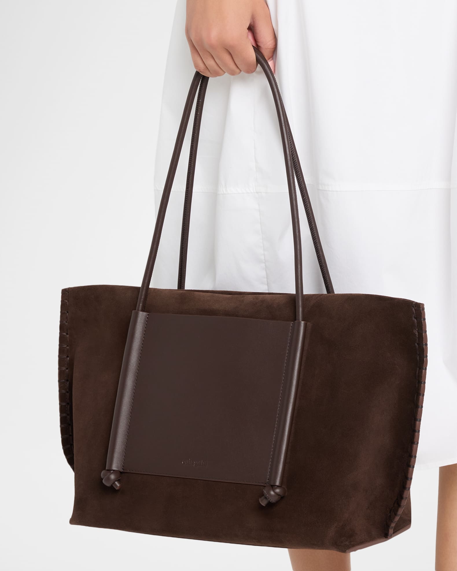 Cult Gaia Rylie Blanket-Stitch Suede Tote Bag | Neiman Marcus
