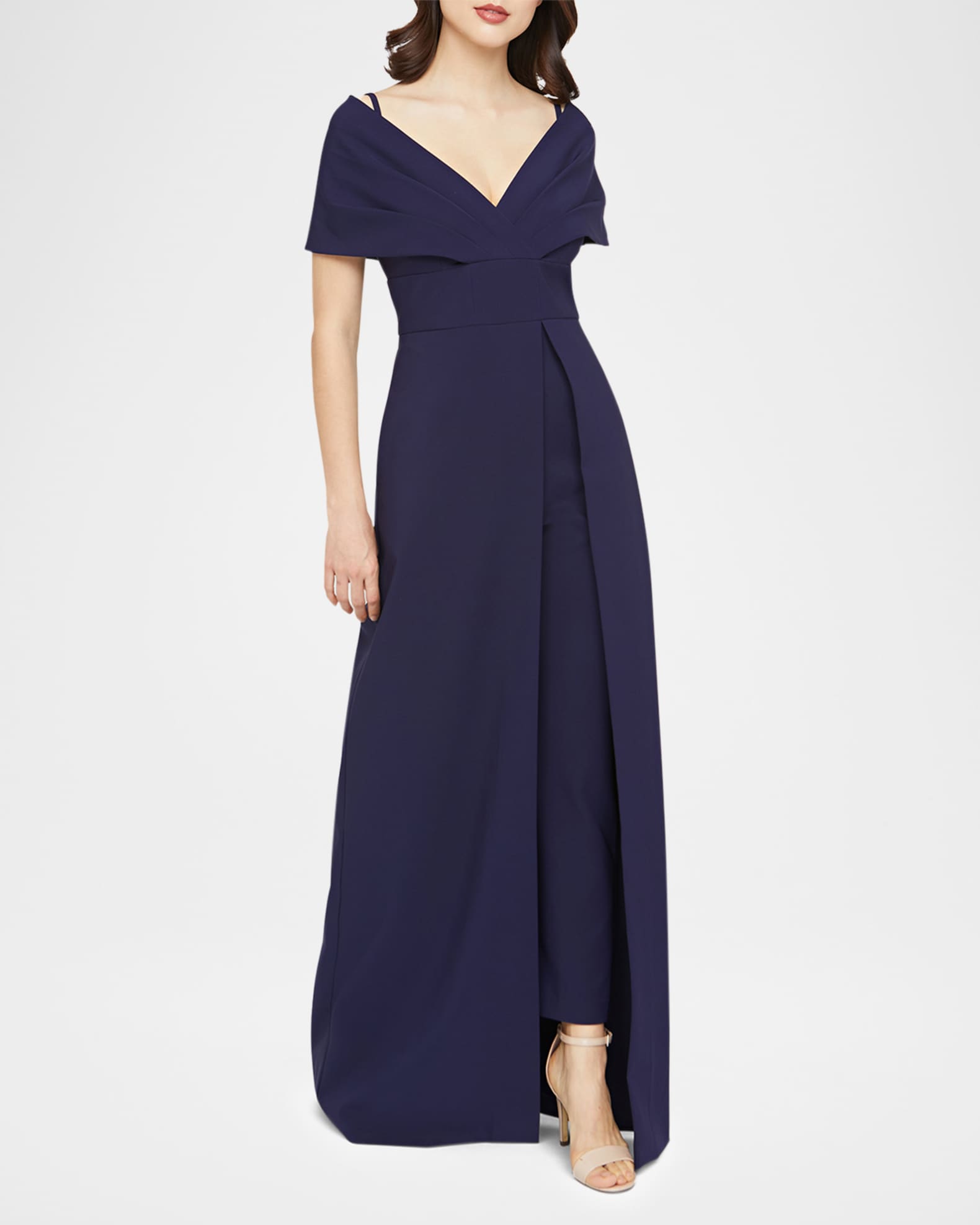 Kay Unger New York Irelyn Off-Shoulder Crepe Walk Thru Jumpsuit ...