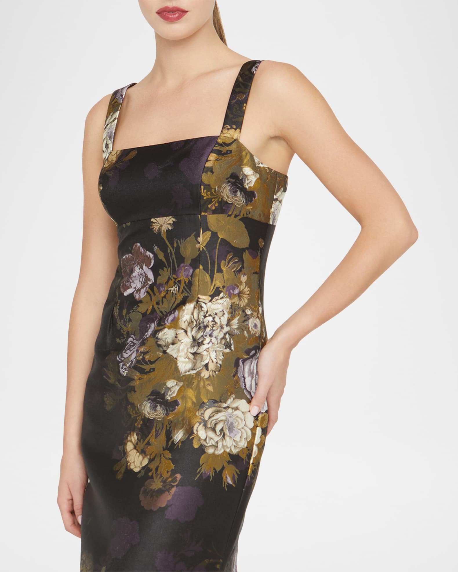 Kay Unger New York Lilith Floral Damask Jacquard Column Gown | Neiman ...