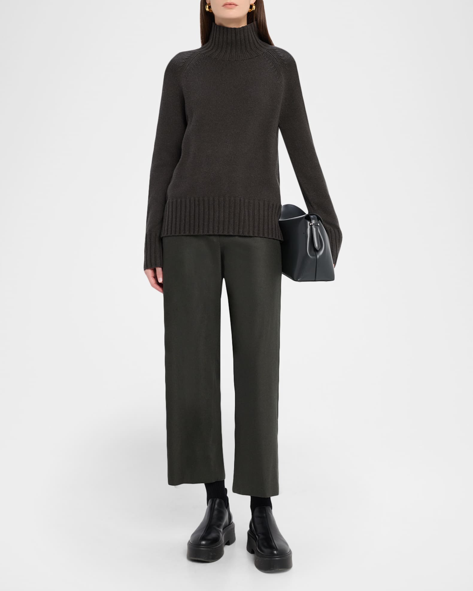Max Mara Wool-Cashmere Mock-Neck Sweater | Neiman Marcus