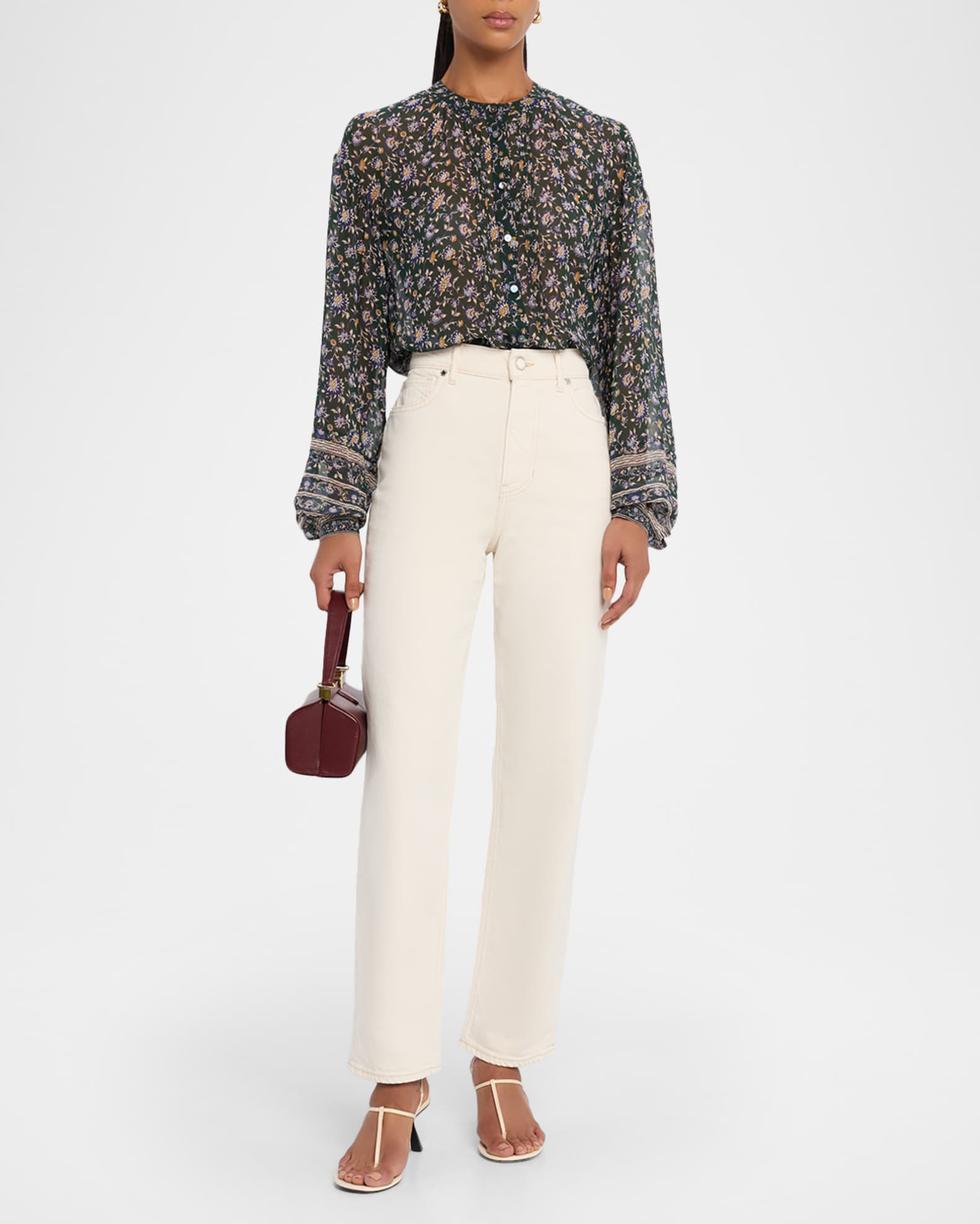 Veronica Beard Lollie Long-Sleeve Silk Blouse | Neiman Marcus