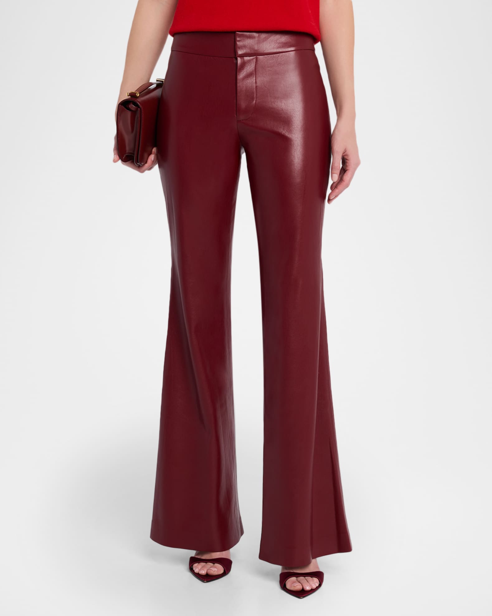 ALICE + OLIVIA Andrew Vegan Leather Bootcut Pants | Neiman Marcus
