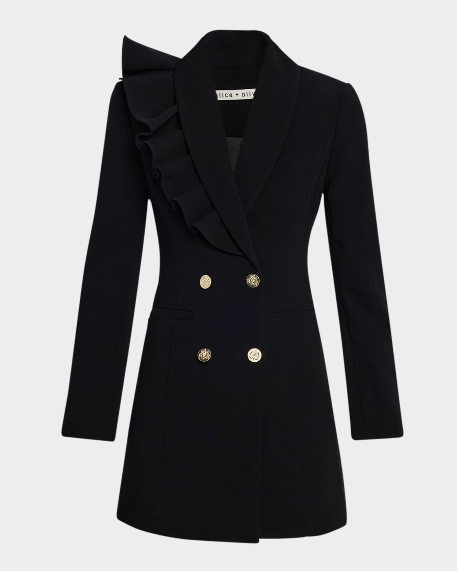 Alice + Olivia Latoya Ruffle Blazer Mini Dress | Neiman Marcus