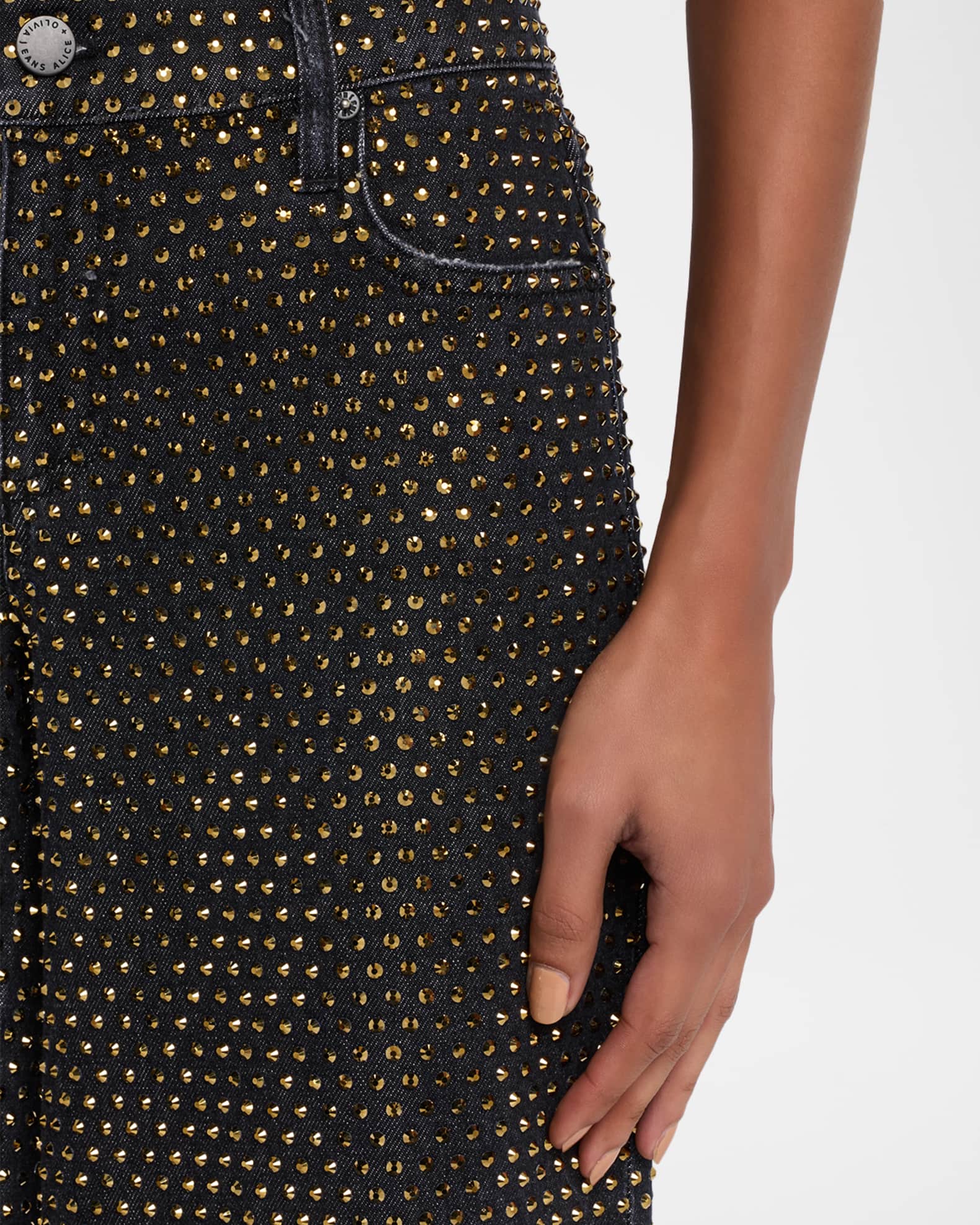 Alice + Olivia Amazing Embellished Wide-Leg Jeans | Neiman Marcus