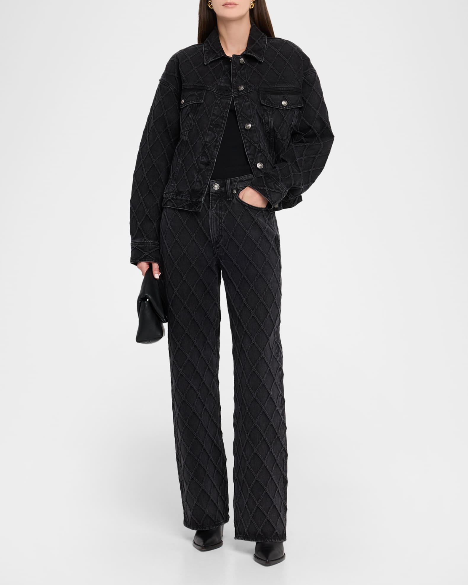 Rag & Bone Logan Mid-Rise Diamond-Stitch Jeans | Neiman Marcus