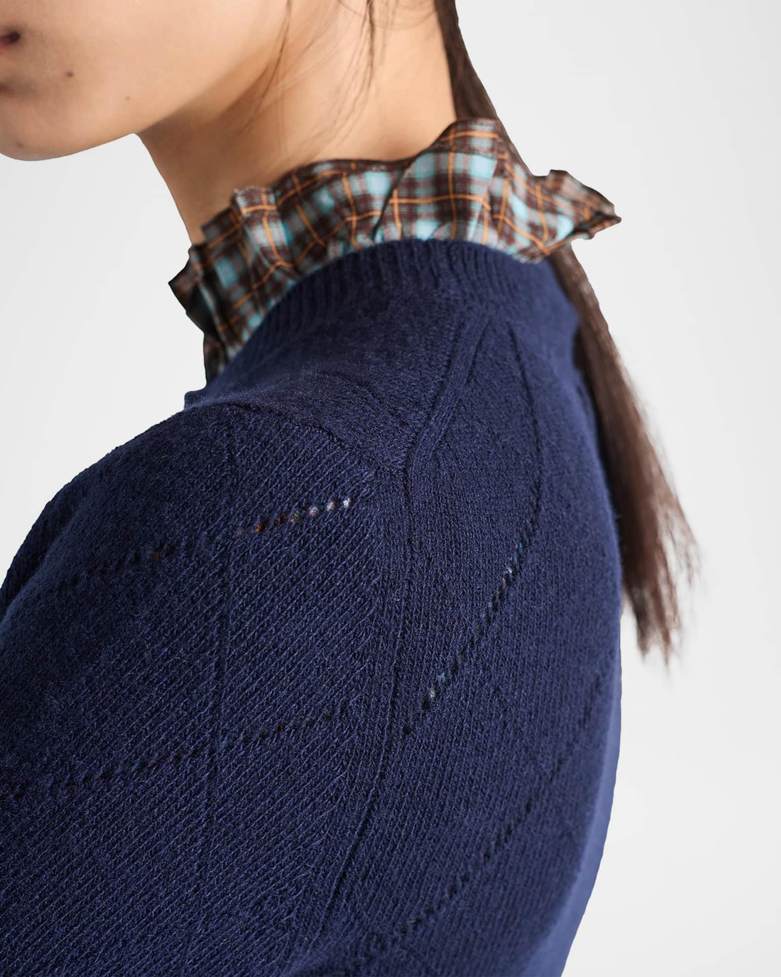 Prada Crewneck Diamond Knit Cashmere Sweater | Neiman Marcus