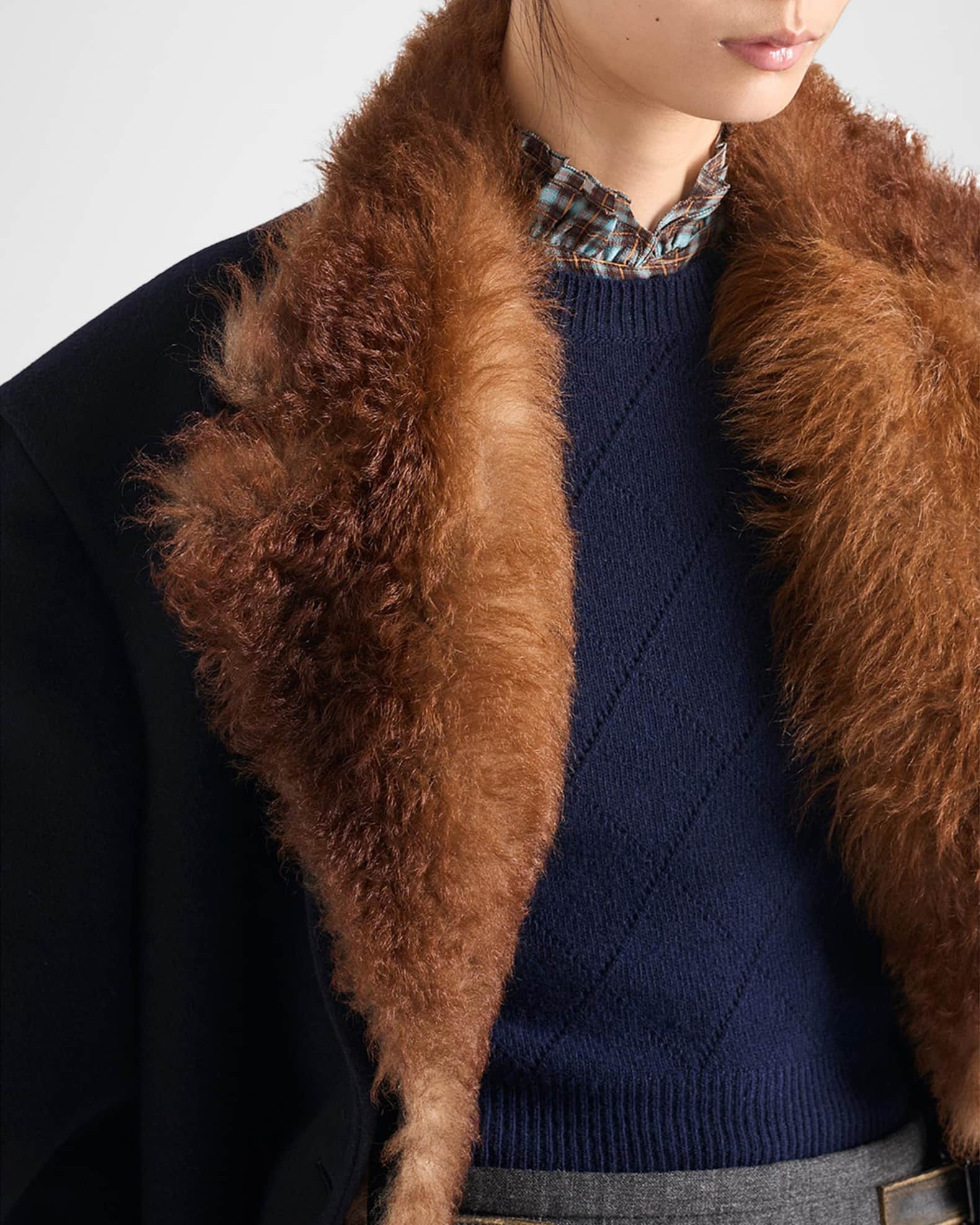 Prada Crewneck Diamond Knit Cashmere Sweater | Neiman Marcus
