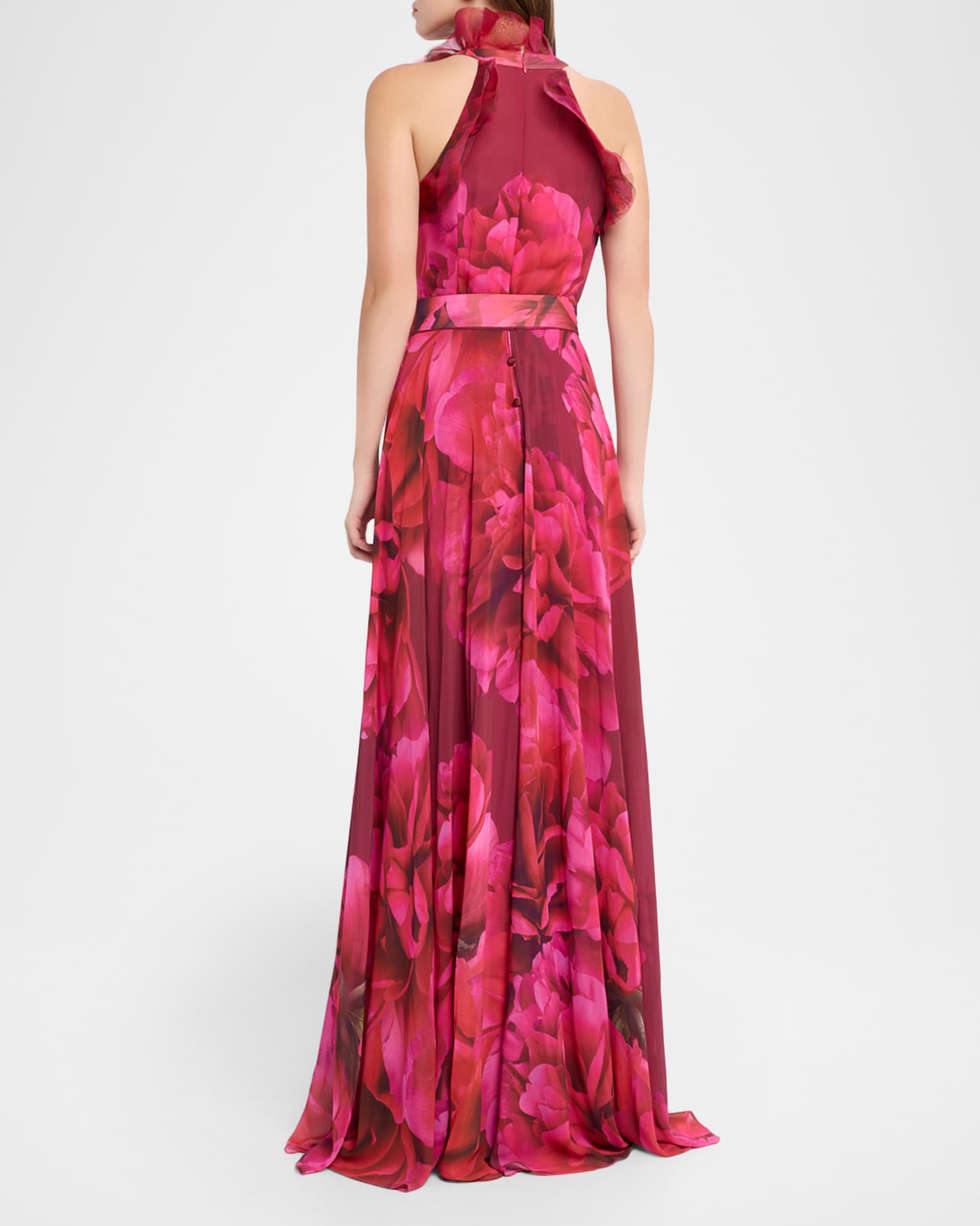 Rickie Freeman for Teri Jon Chiffon Floral Organza Halter Gown | Neiman ...