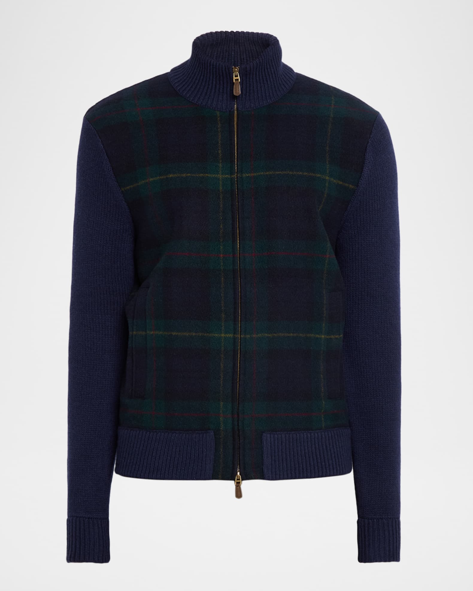 Polo Ralph Lauren Men's Plaid Wool Knit Full-Zip Sweater | Neiman Marcus