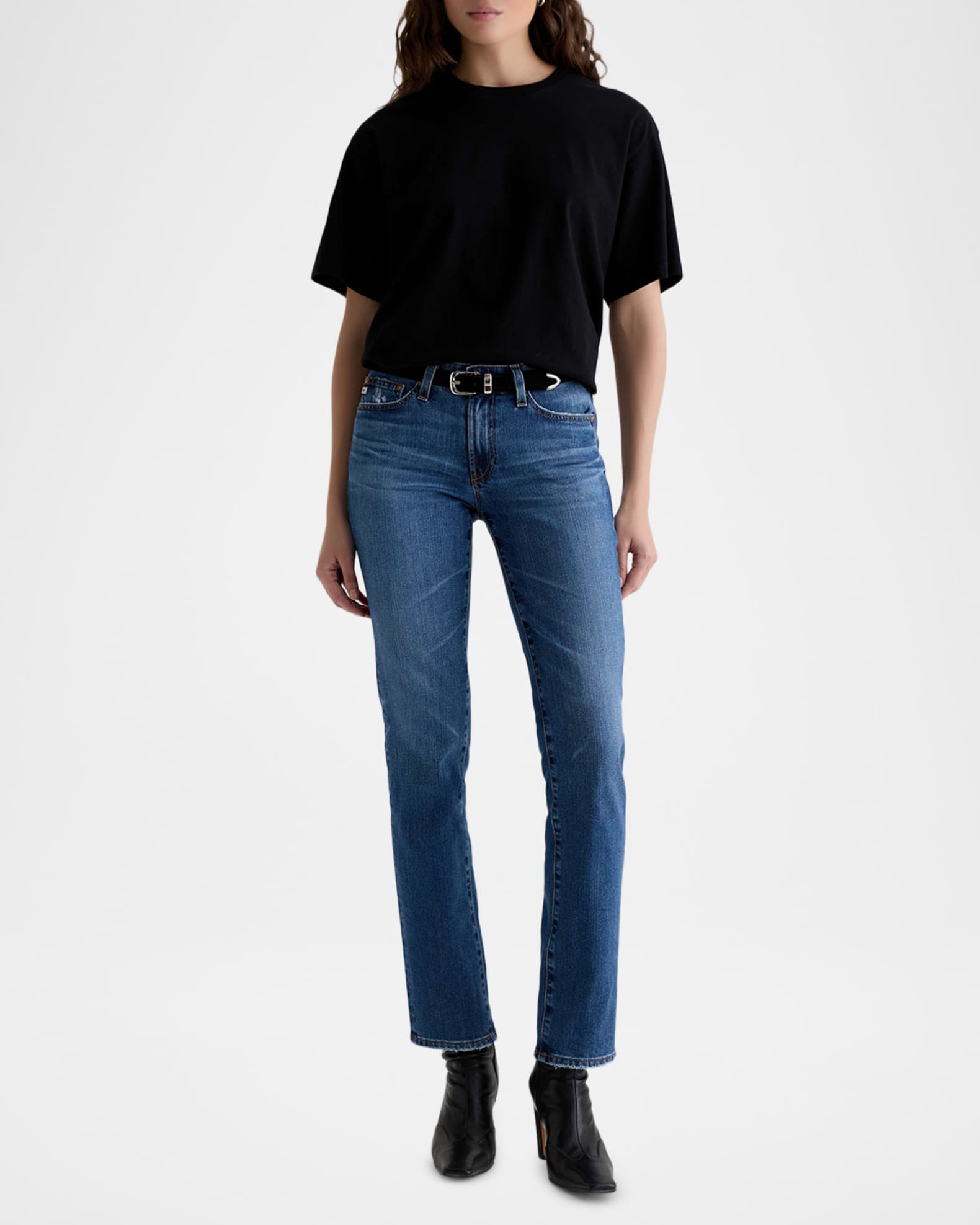 AG Jeans Sandra Low-Rise Slim Straight Jeans | Neiman Marcus