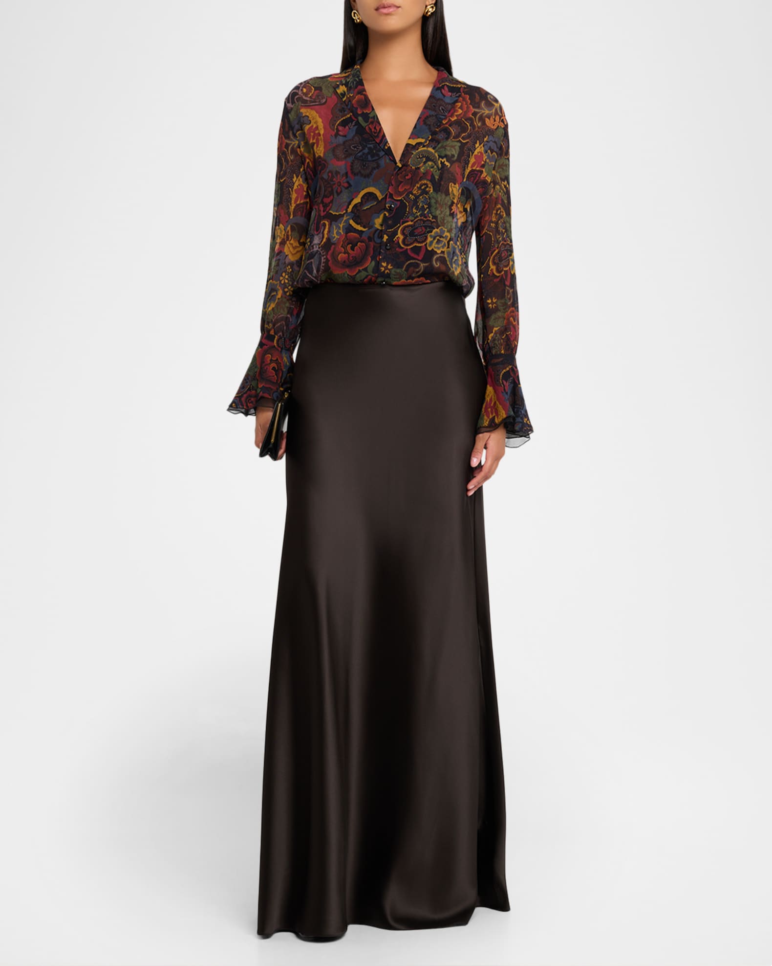 Ralph Lauren Collection Masina Satin Trumpet Maxi Skirt | Neiman Marcus