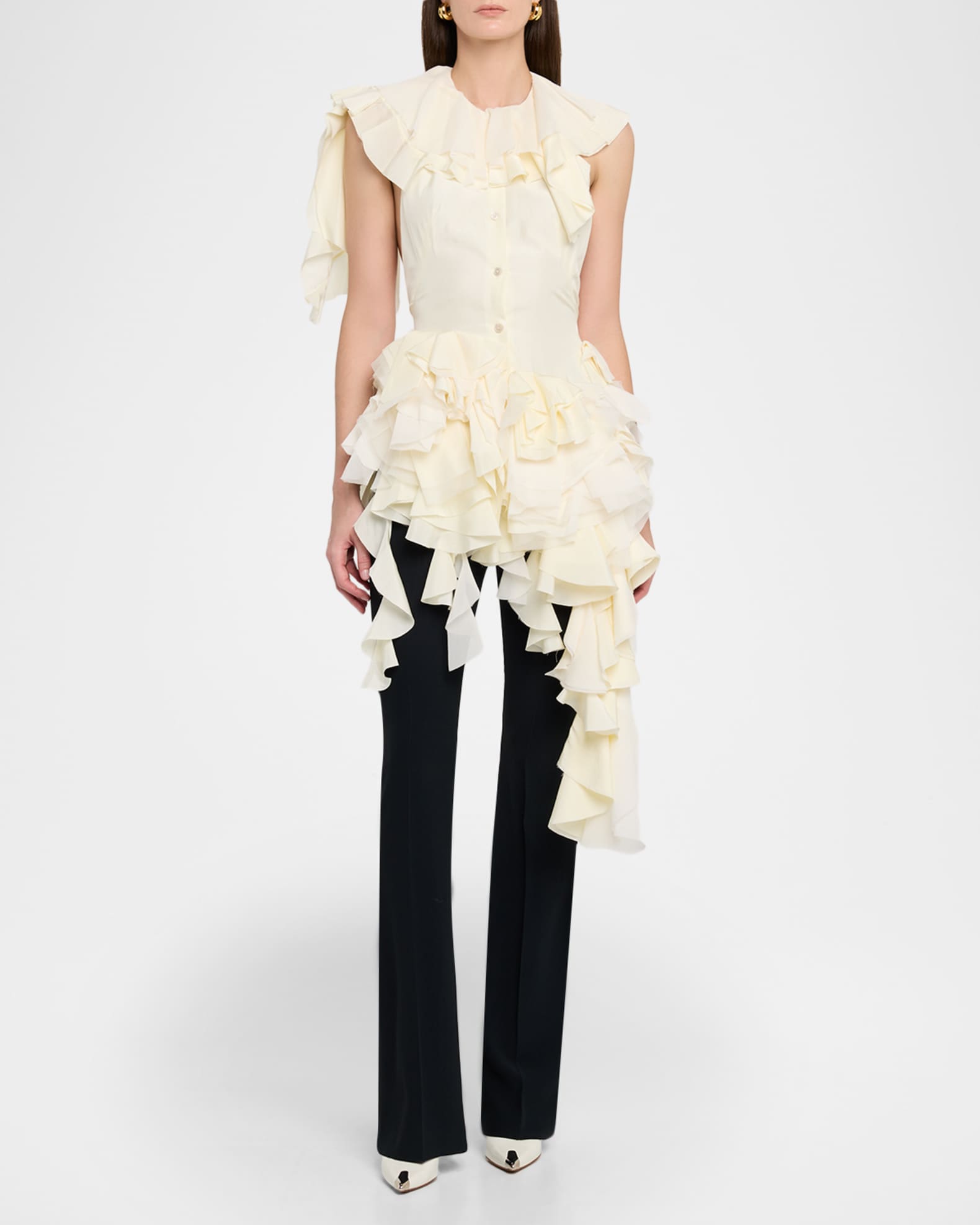 McQueen Backless Ruffle Silk Gown | Neiman Marcus