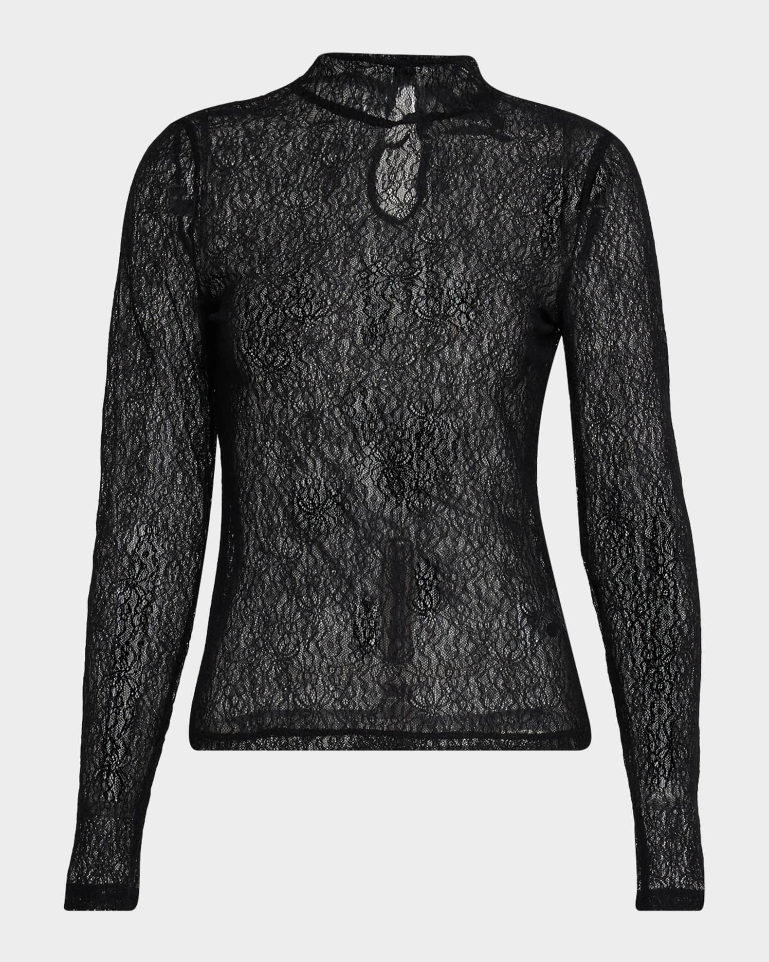 Veronica Beard Nate Lace Mock-Neck Top | Neiman Marcus