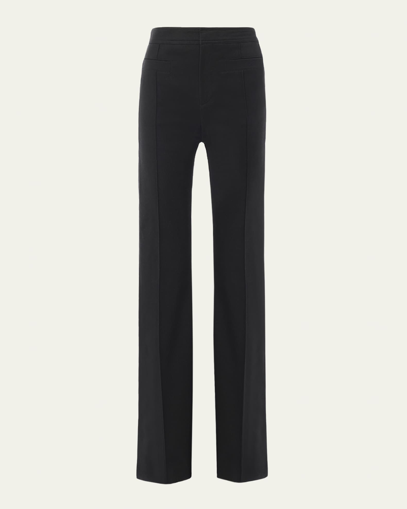Chloe Cotton Stretch Pintuck Straight-Leg Trousers | Neiman Marcus