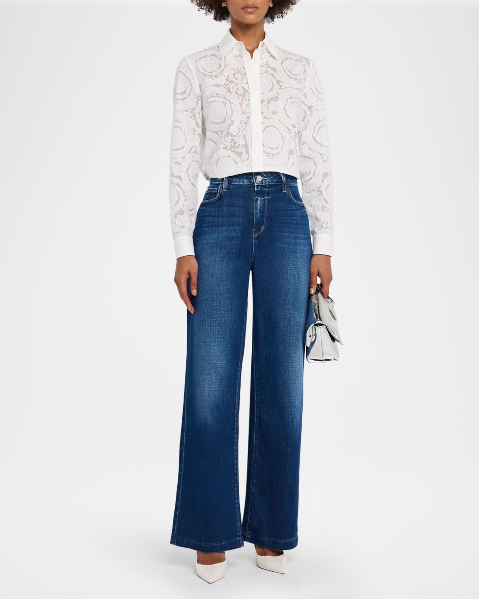 L'Agence Scottie High-Rise Wide-Leg Jeans | Neiman Marcus