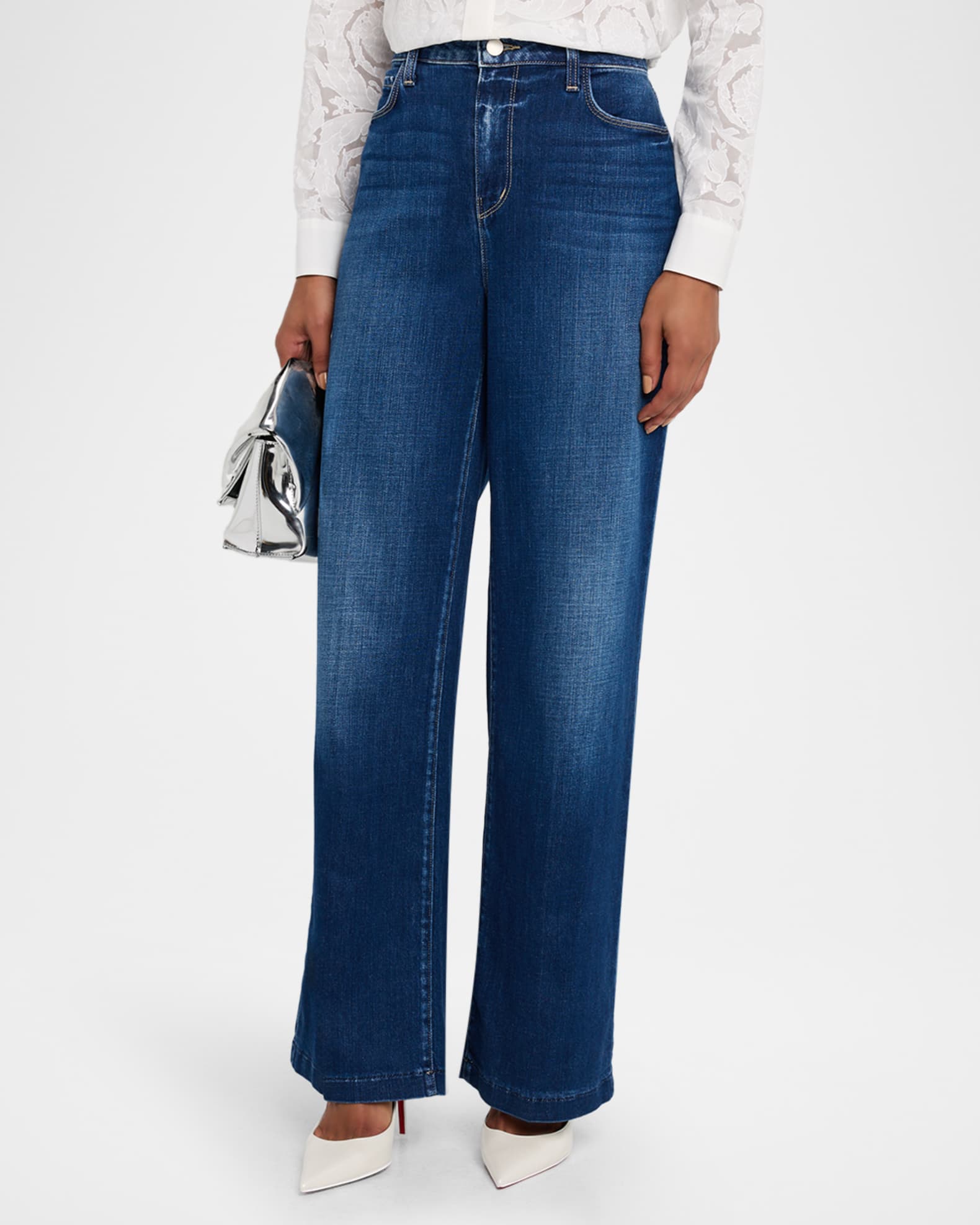 L'Agence Scottie High-Rise Wide-Leg Jeans | Neiman Marcus