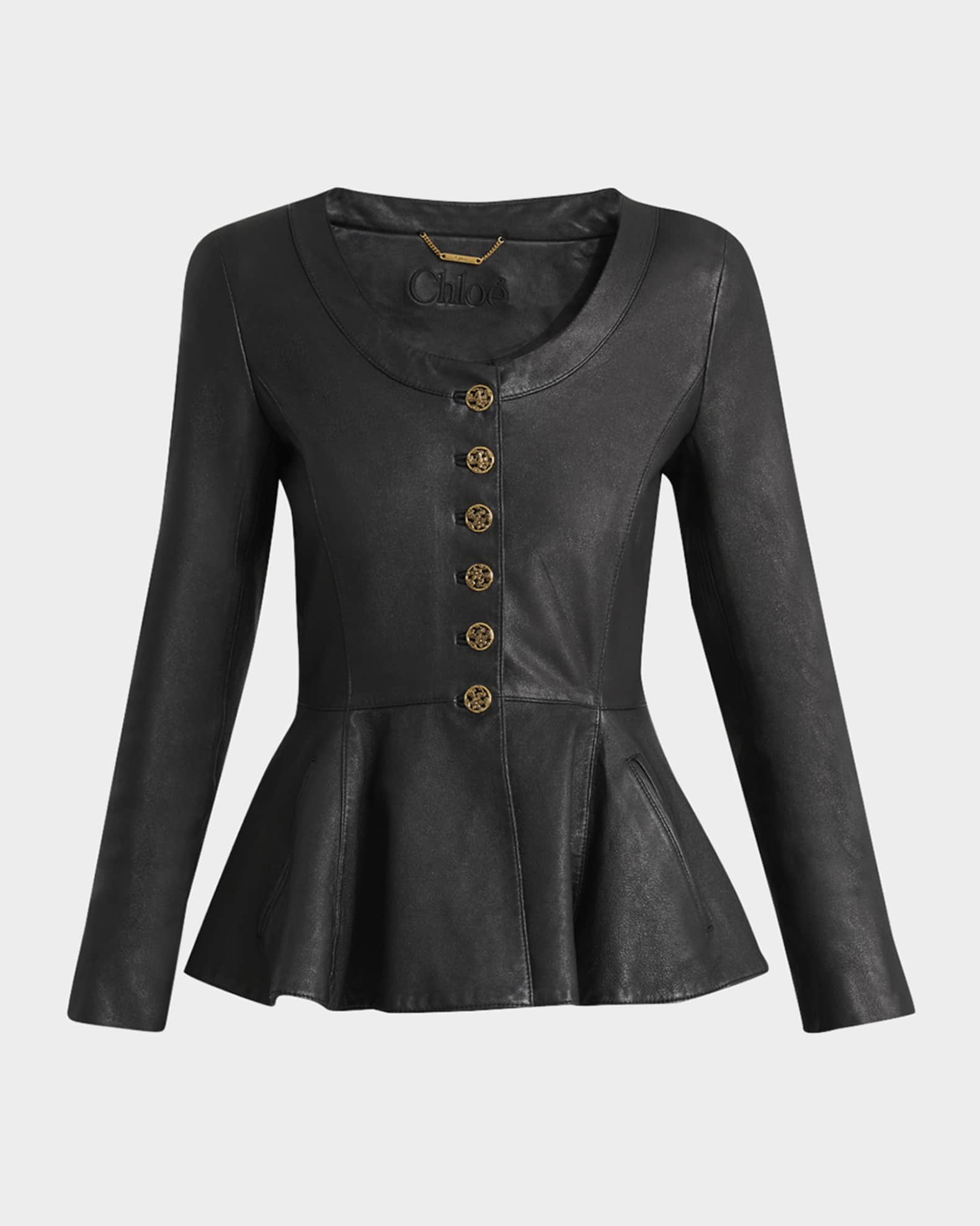 Chloe Leather Peplum Riding Jacket | Neiman Marcus