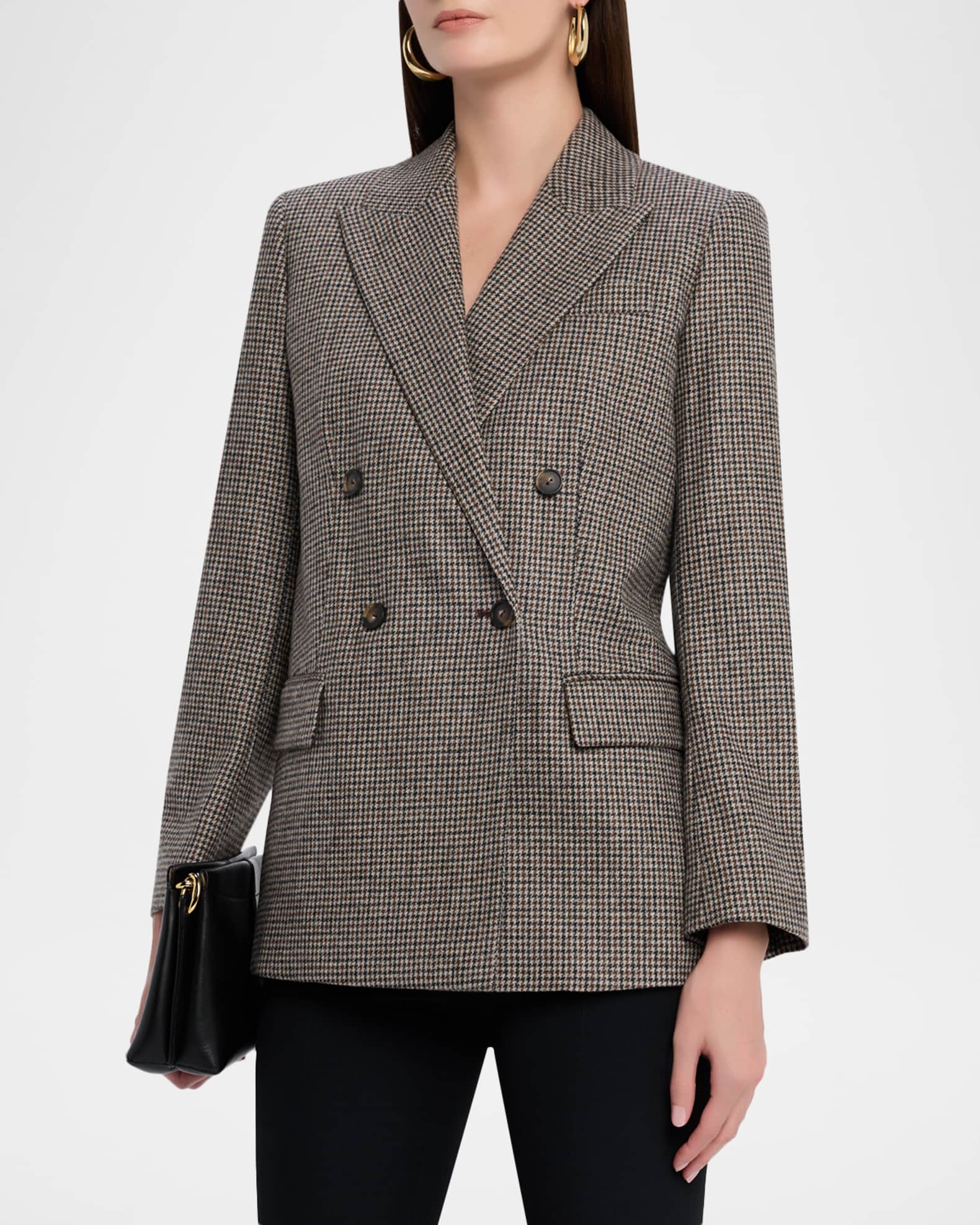 Vince Houndstooth Double-Breasted Blazer | Neiman Marcus