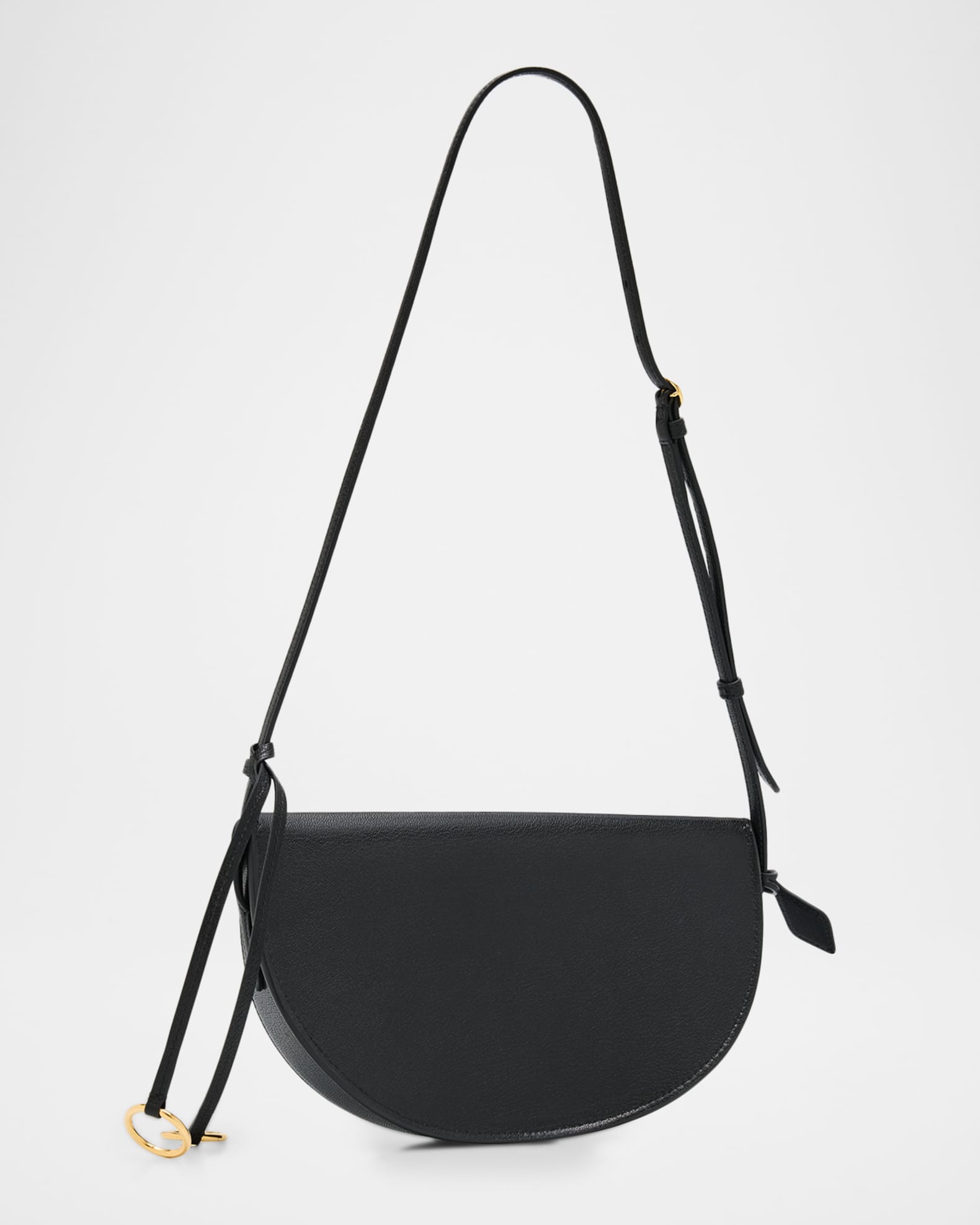 ALAIA East-West Curved Goatskin Leather Shoulder Bag | Neiman Marcus