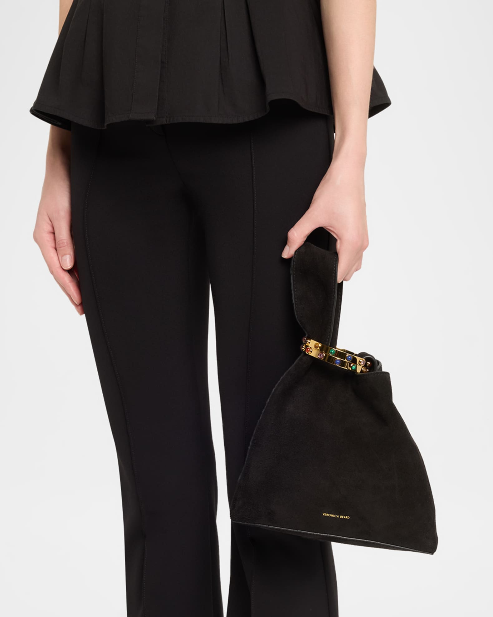 Veronica Beard Swing Bracelet-Embellished Suede Wristlet Bag | Neiman ...