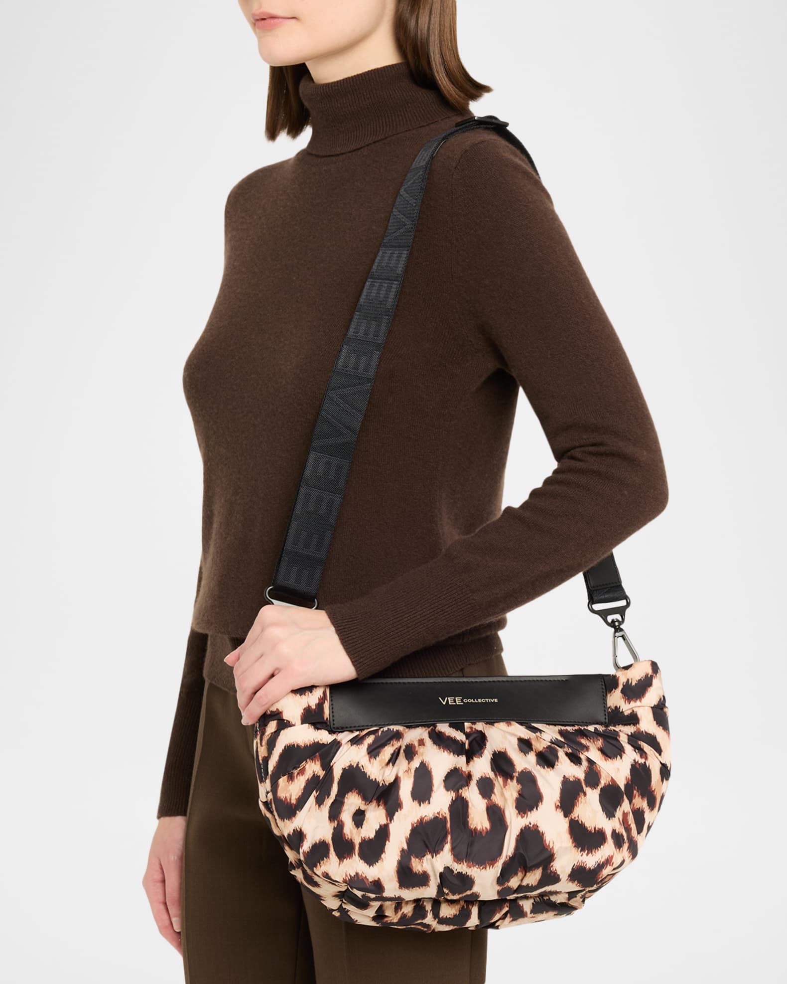 VeeCollective Caba Polyester and Nylon Leopard-Print Clutch | Neiman Marcus