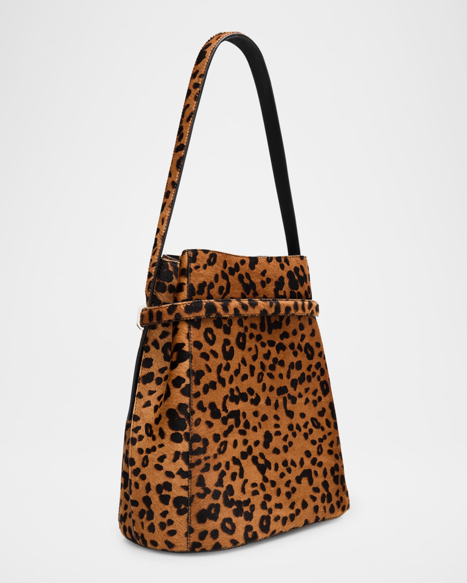 Toteme Belted Leopard Pony Hair Bucket Bag | Neiman Marcus