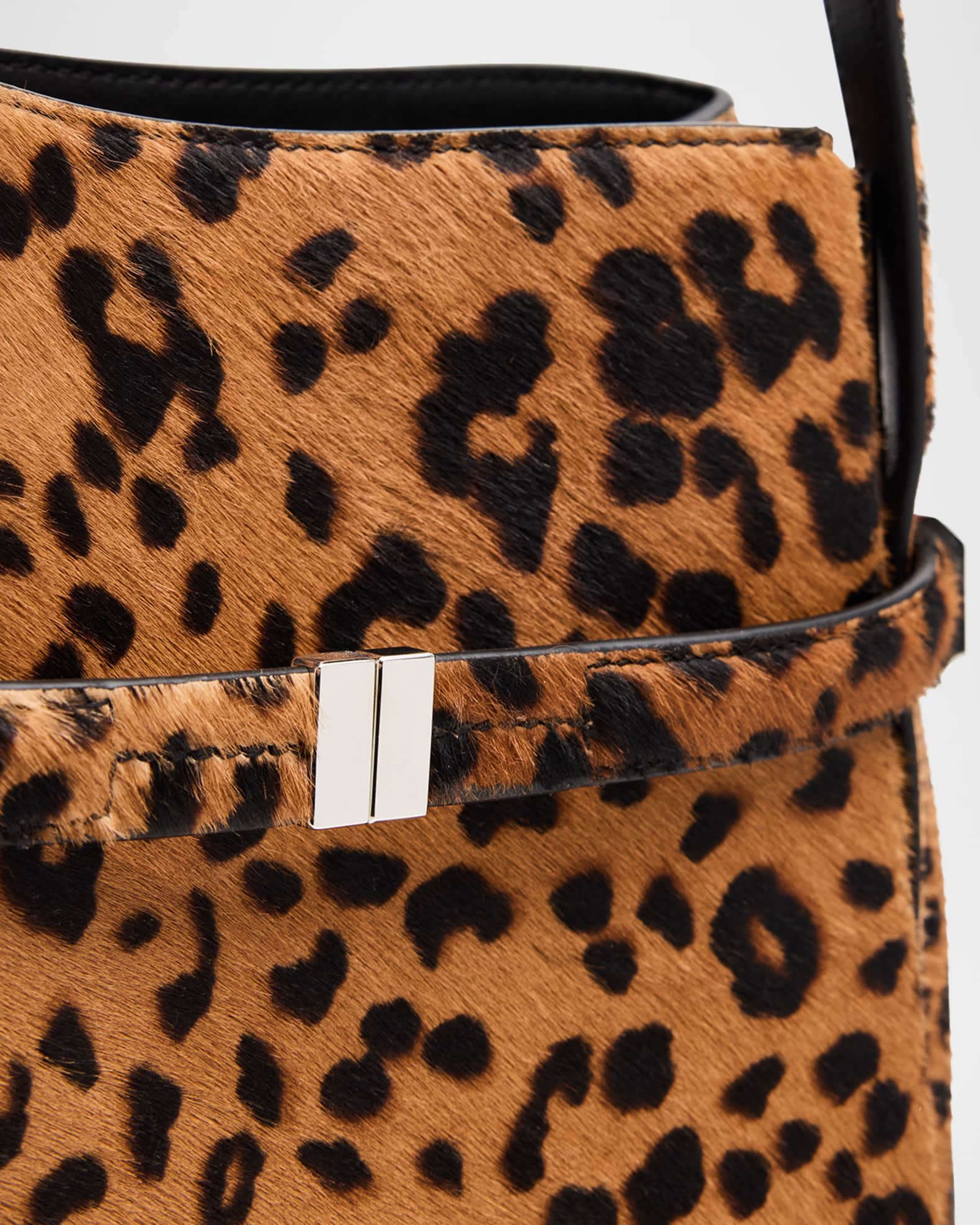 Toteme Belted Leopard Pony Hair Bucket Bag | Neiman Marcus