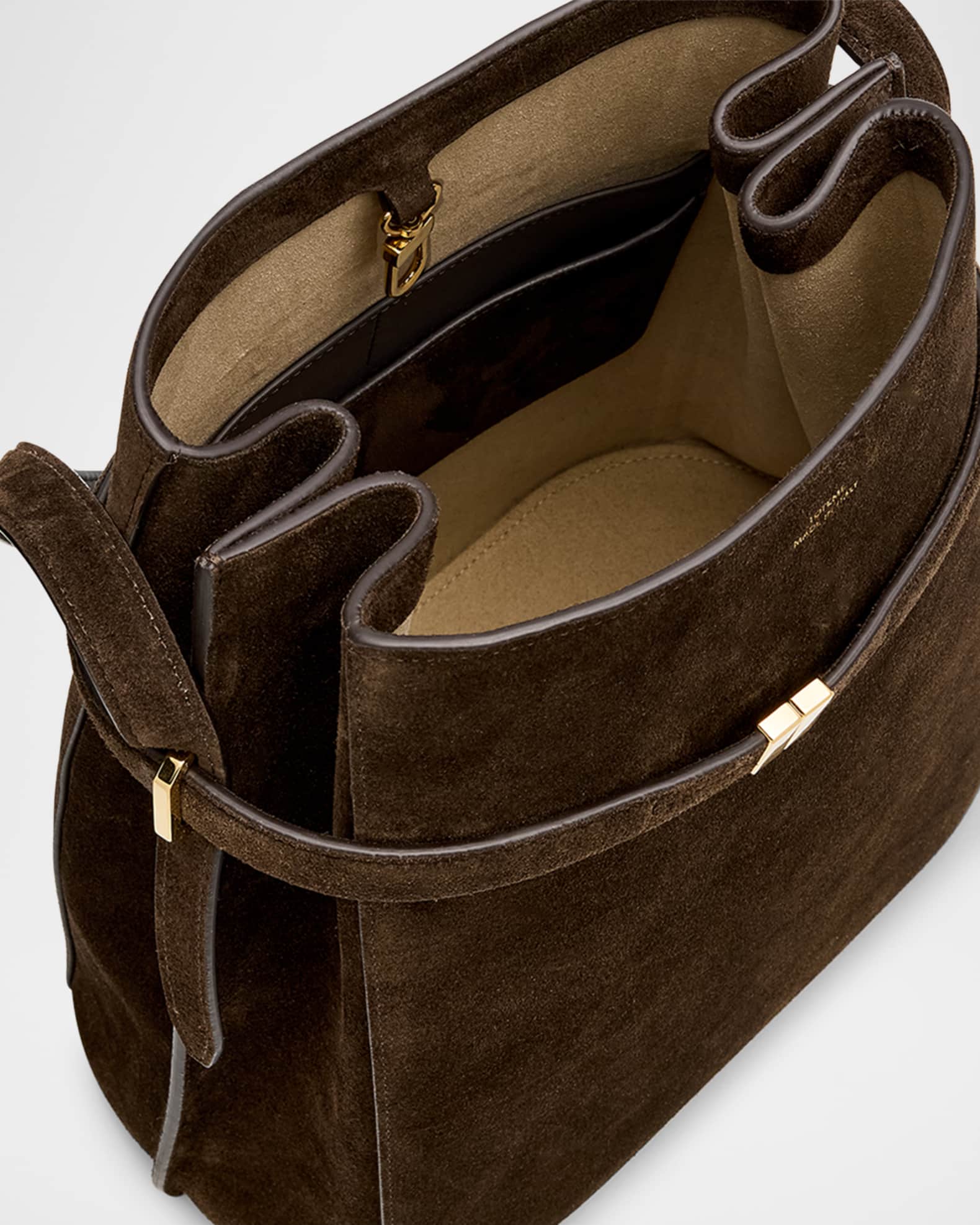Toteme Belted Suede Bucket Bag | Neiman Marcus