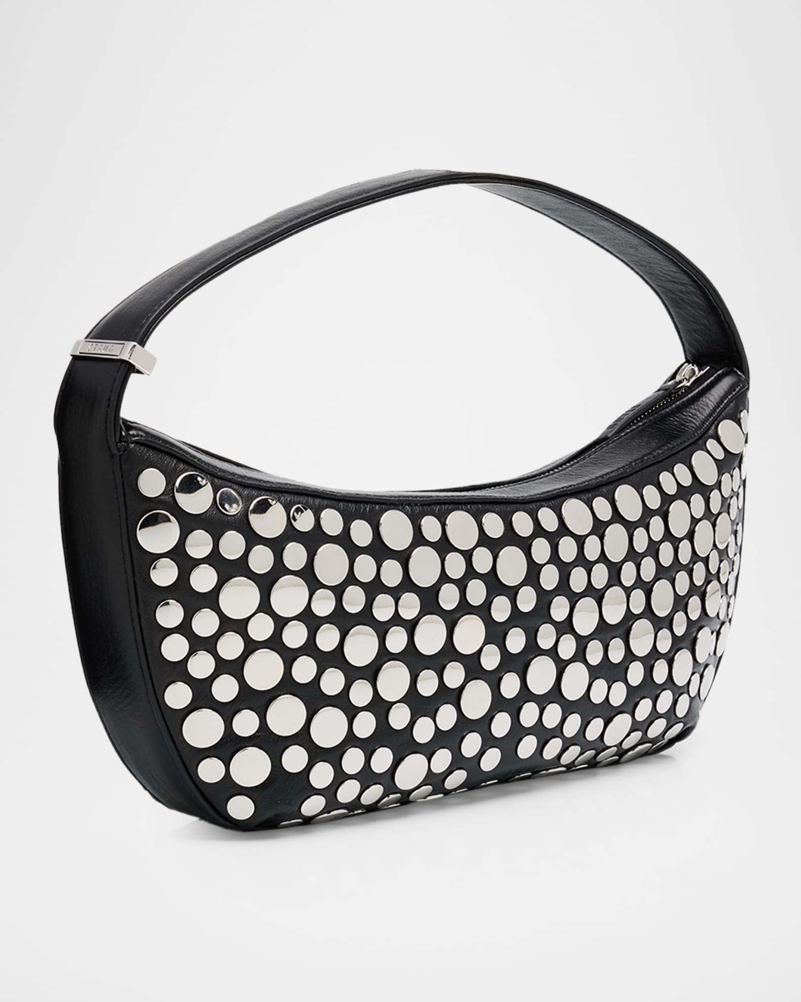 STAUD Demy Mirror-Embellished Leather Shoulder Bag | Neiman Marcus