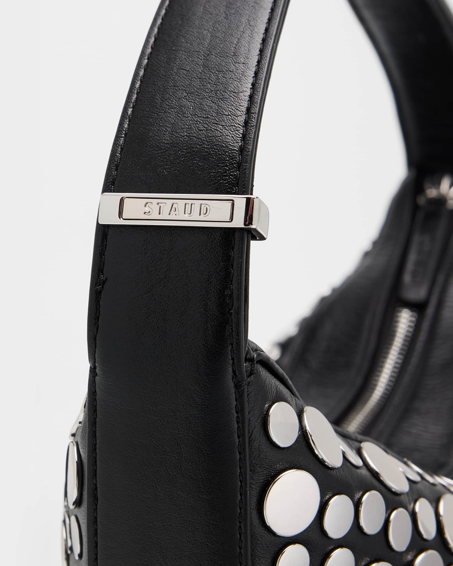 STAUD Demy Mirror-Embellished Leather Shoulder Bag | Neiman Marcus