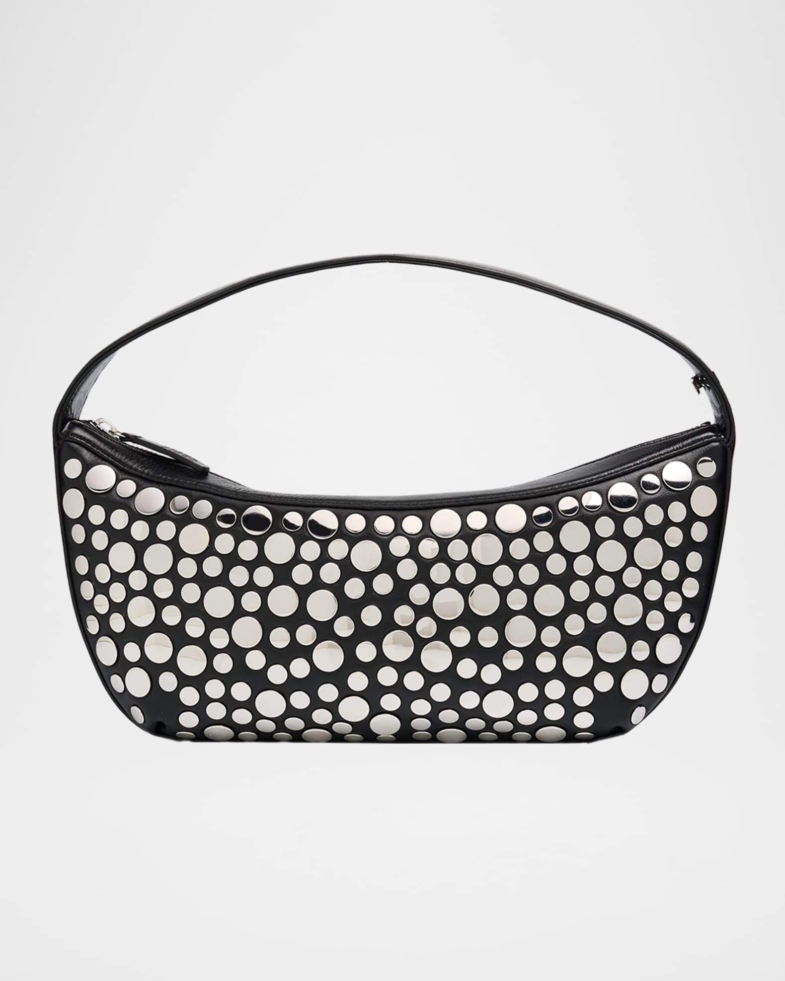 STAUD Demy Mirror-Embellished Leather Shoulder Bag | Neiman Marcus