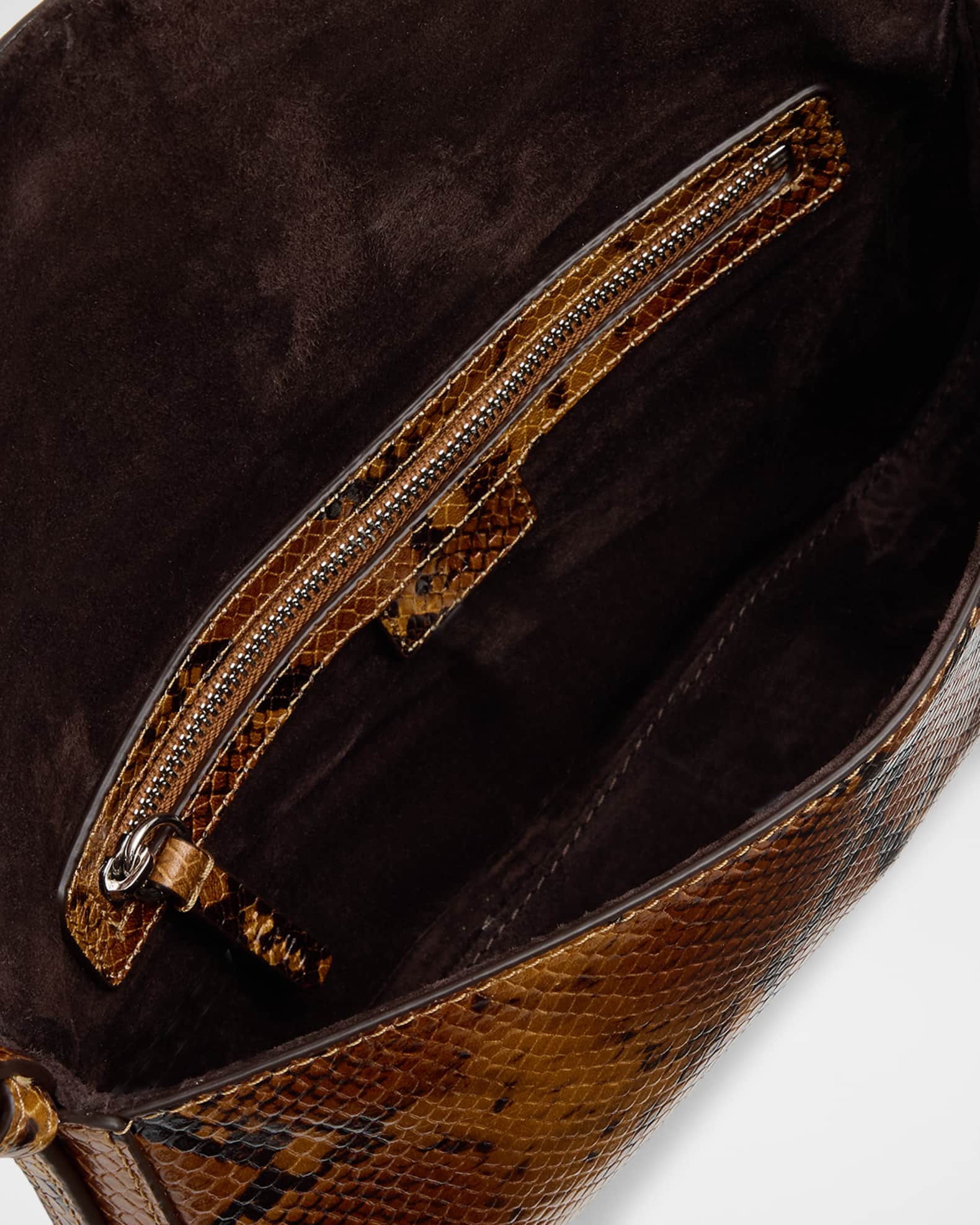 STAUD Harlow Python-Embossed Leather Shoulder Bag | Neiman Marcus